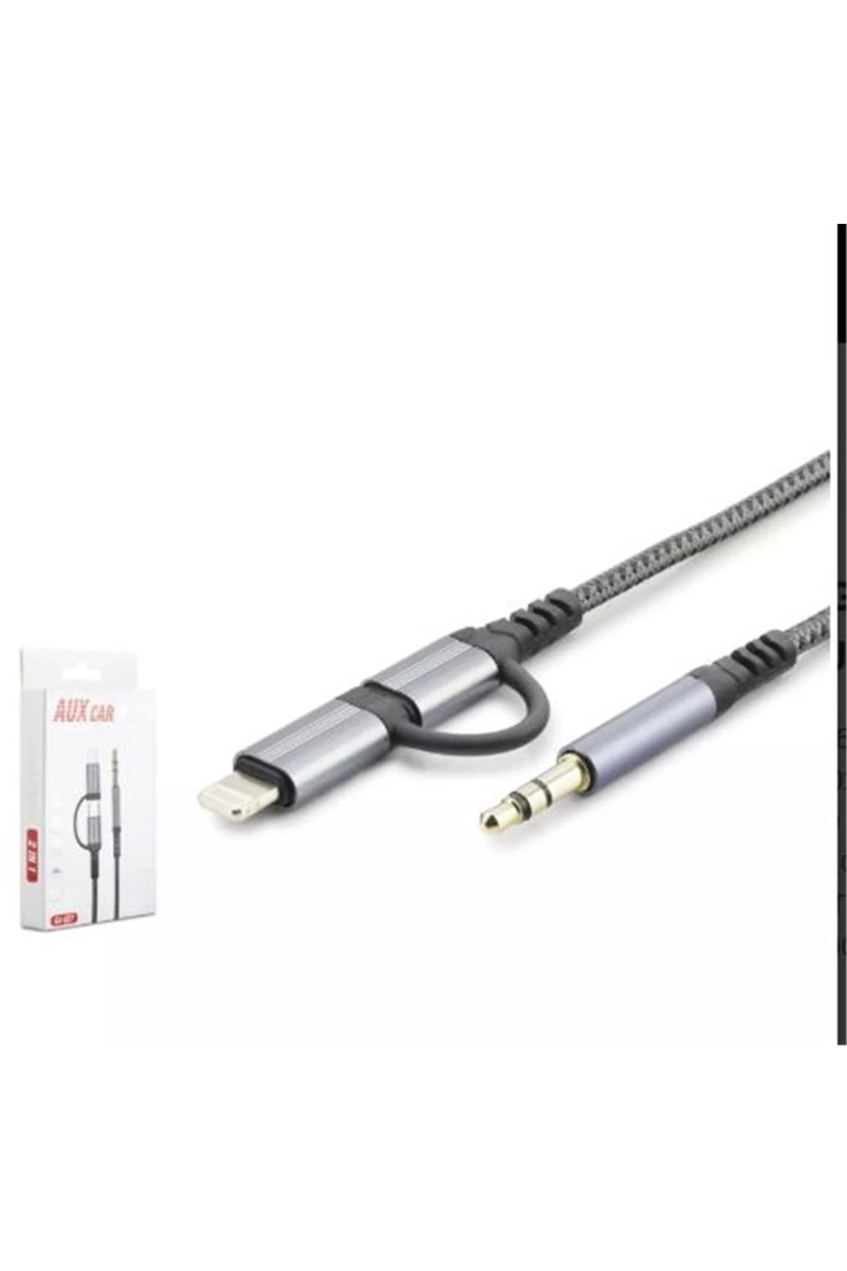 HCS Hadron Gj-027 3.5mm to Type-C + Lightning Cable Aux Car Black- Trendyol