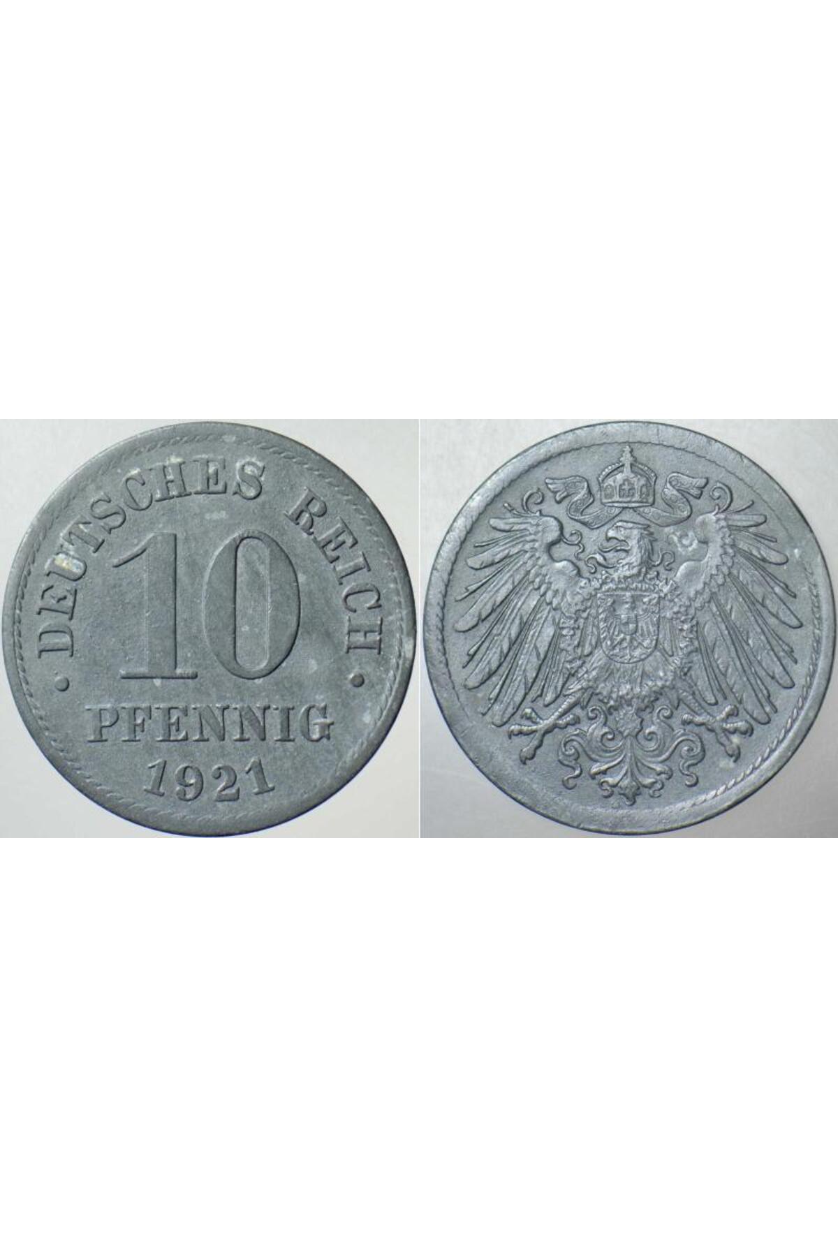 Banknoting ALMANYA İMPARATORLUĞU 10 PFENNIG 1921 ÇİNKO PARA. WEIMAR ...