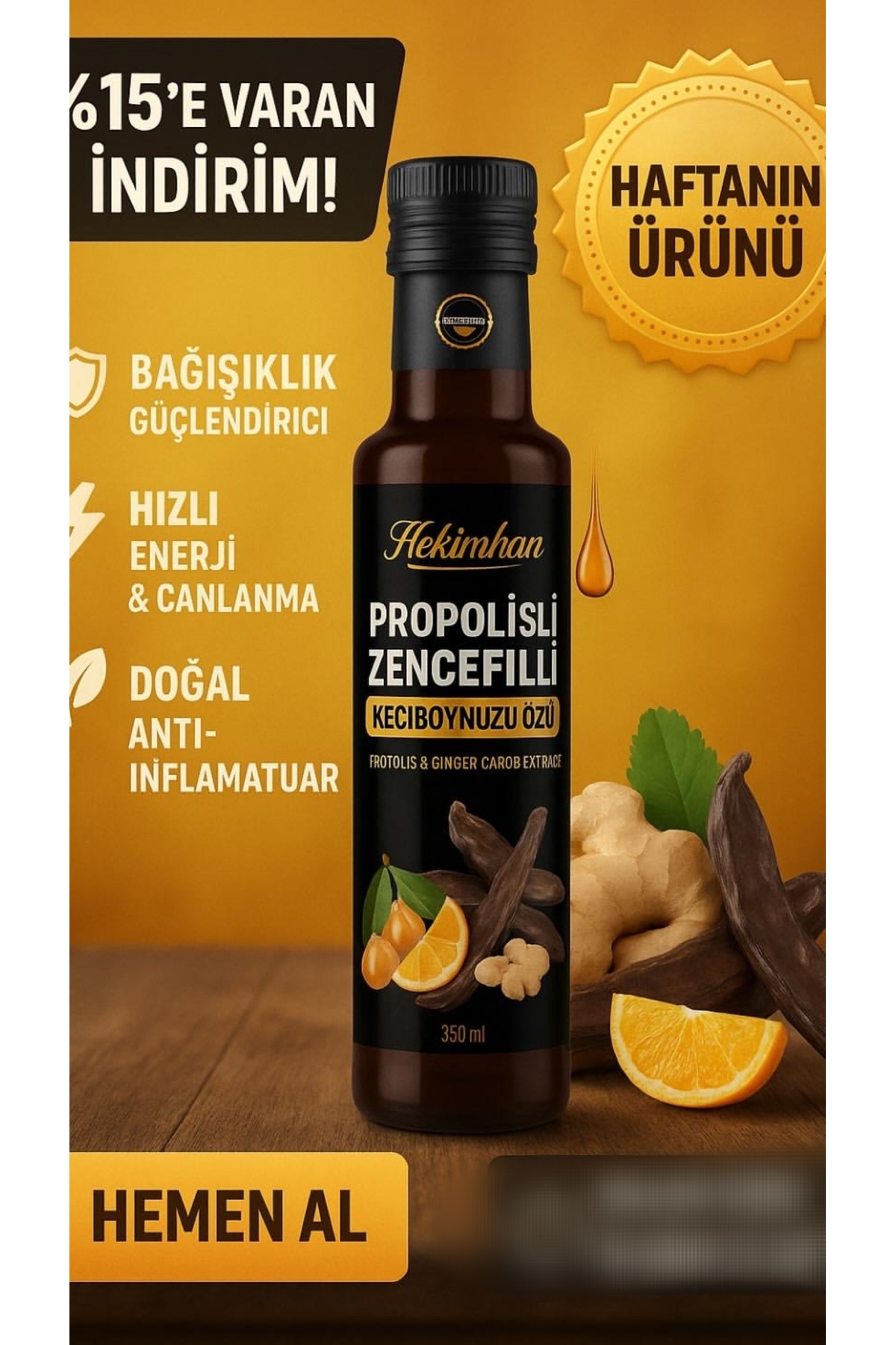 hekimhan bitkisel Propolisli Zencefilli Keçiboynuzu 350 ml - Fiyatı ...