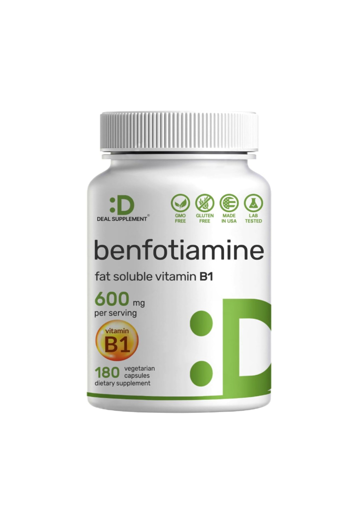 DEAL SUPPLEMENT , Benfotiamine, B1, Thiamine, 600 mg 180 Veg Caps ...