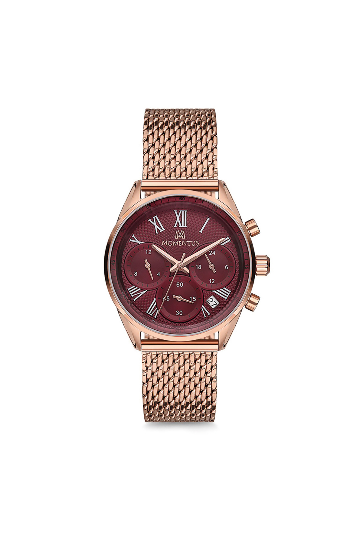 Momentus Kadın Rose Gold-Bordo Çelik Kasa Oval Kadran Hasır Kordonlu ...