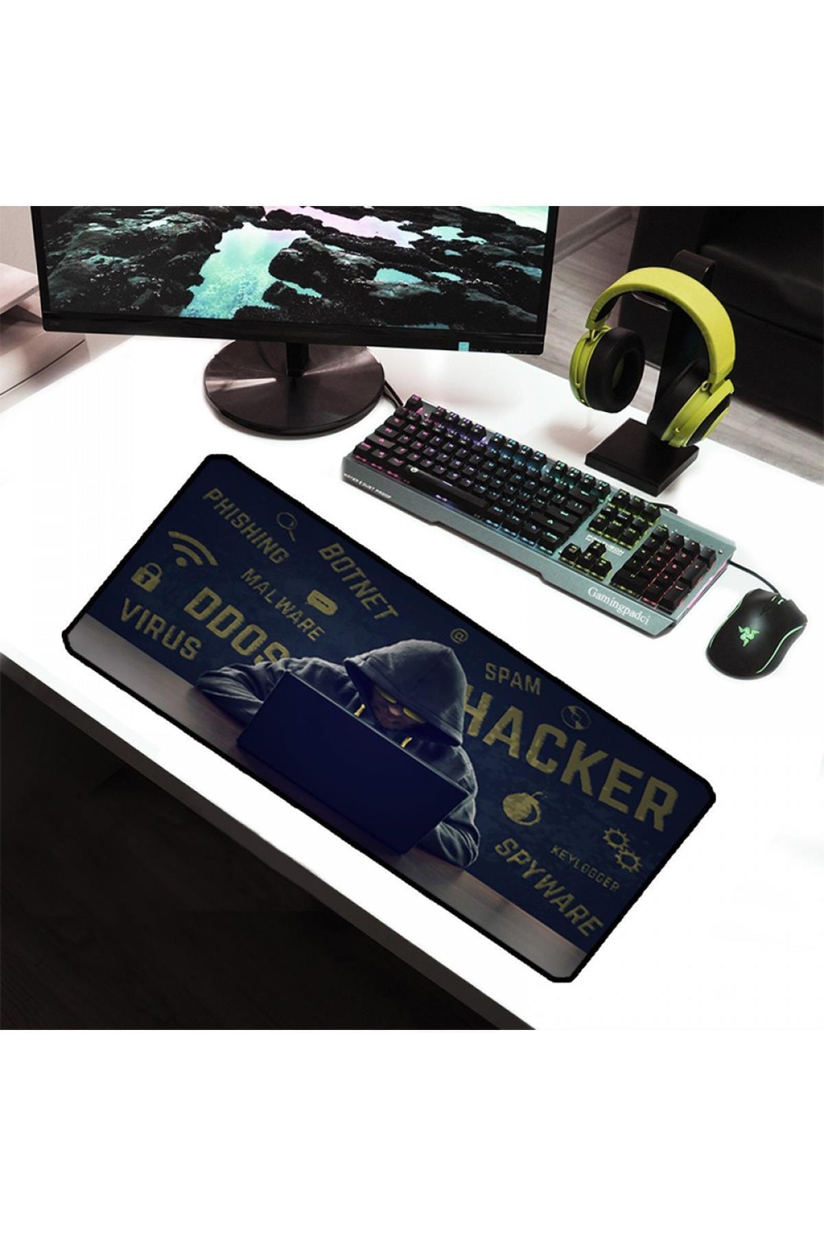 sgeteknoloji 70x30 cm Hacker 1 Dikişli Kaydırmaz Taban Speed Ver Mouse Pad Oyuncu Gaming ...