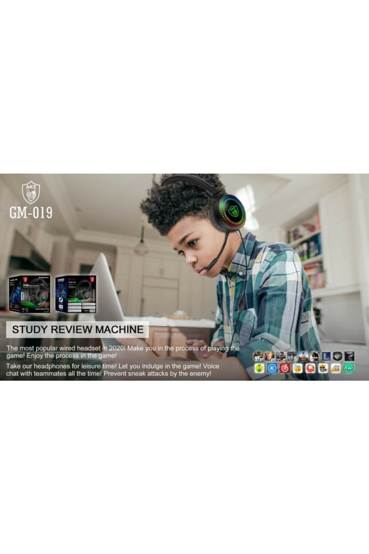 teknosepetim Gm-019 Akz 3d Oyuncu Kulaklığı Kablolu Işıklı Stereo Rgb Usb Işıklı Kablolu Oyuncu ...