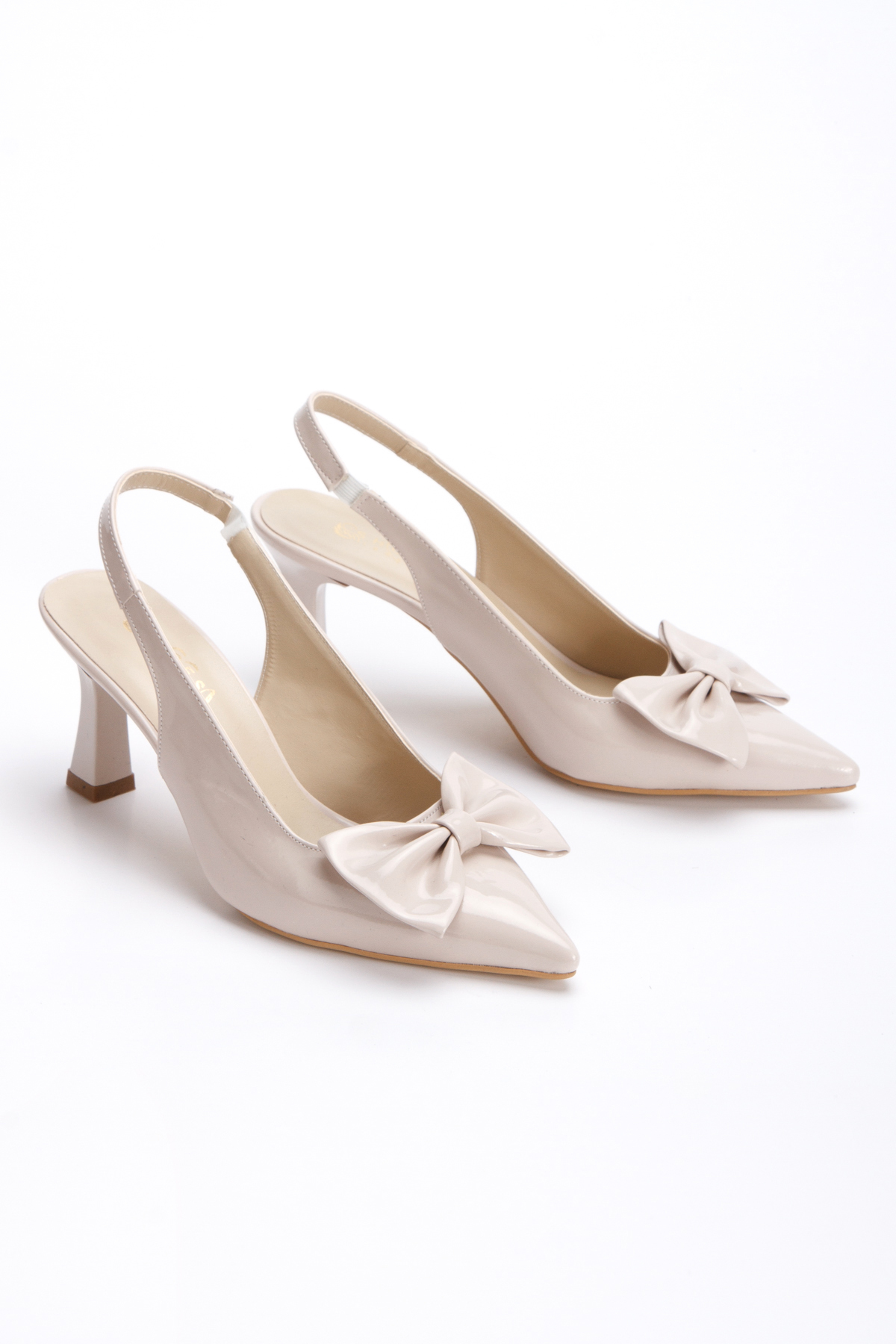 MFT AYAKKABI Women's Patent Leather Thin Heeled Bow Tie Shoes- Trendyol