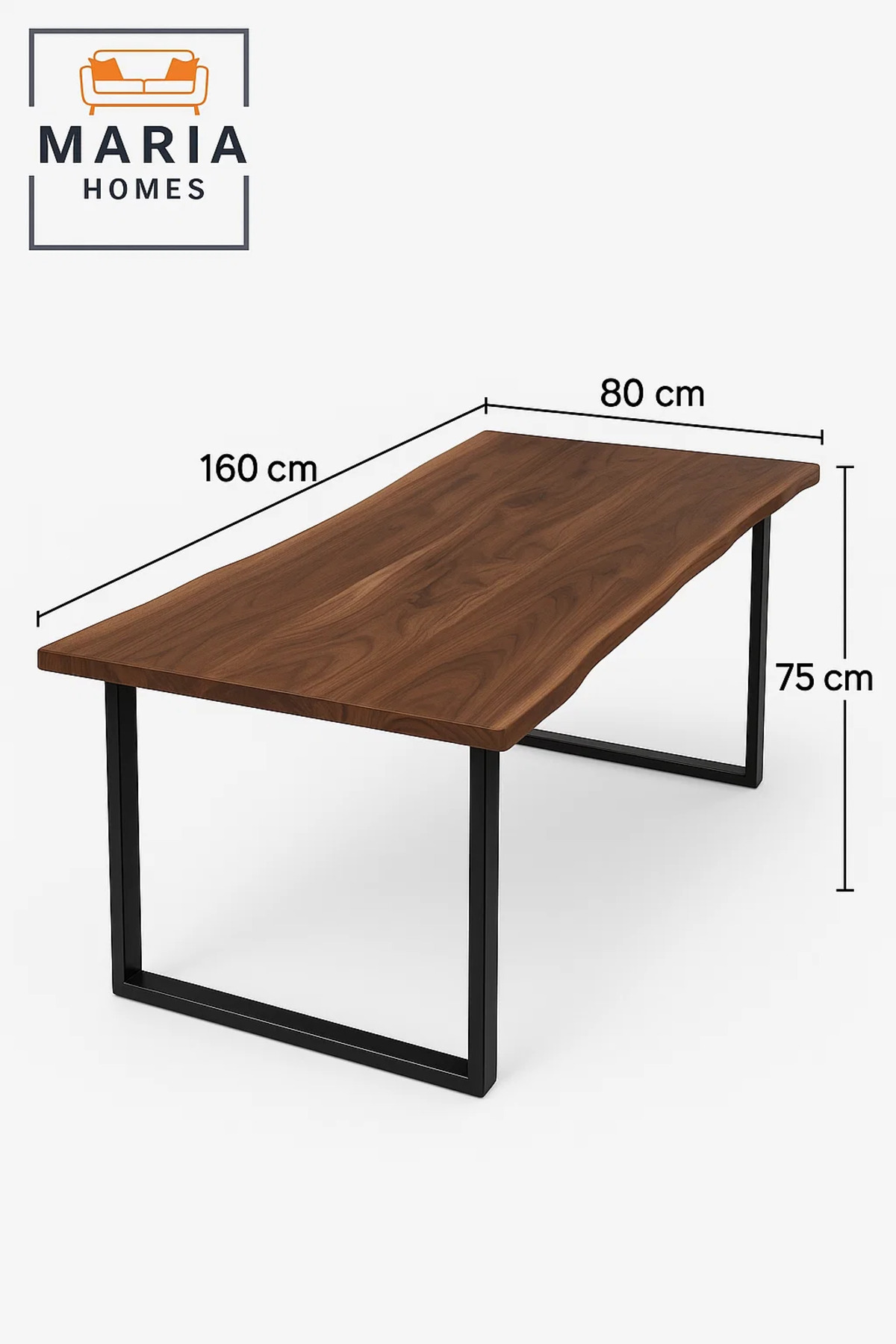 Maria Homes Center Table 120x60x45cm Walnut Wood Finish With Black ...