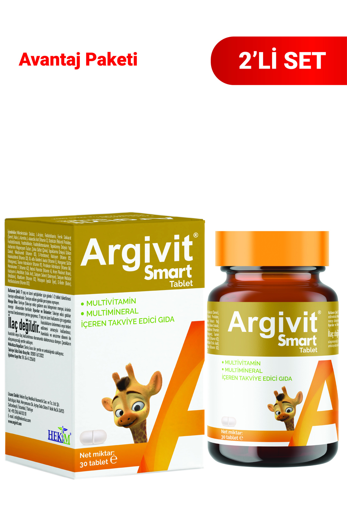 Argivit Smart Tablet 30 Tablet 2'li Paket - Fosfatidilserin, Kolin, L ...
