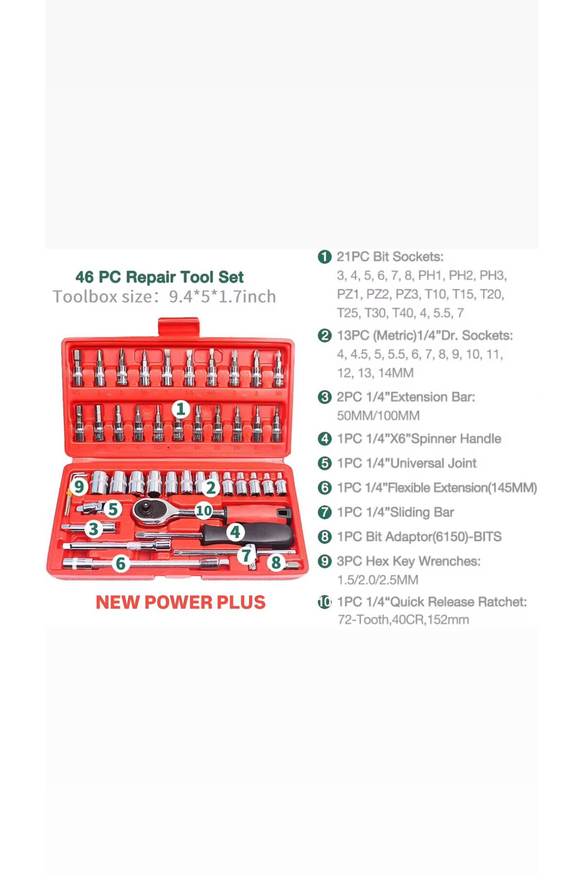 new power plus New Tools Alman 46 Parça 1/4 Küçük NPP046 Model Lokma ...