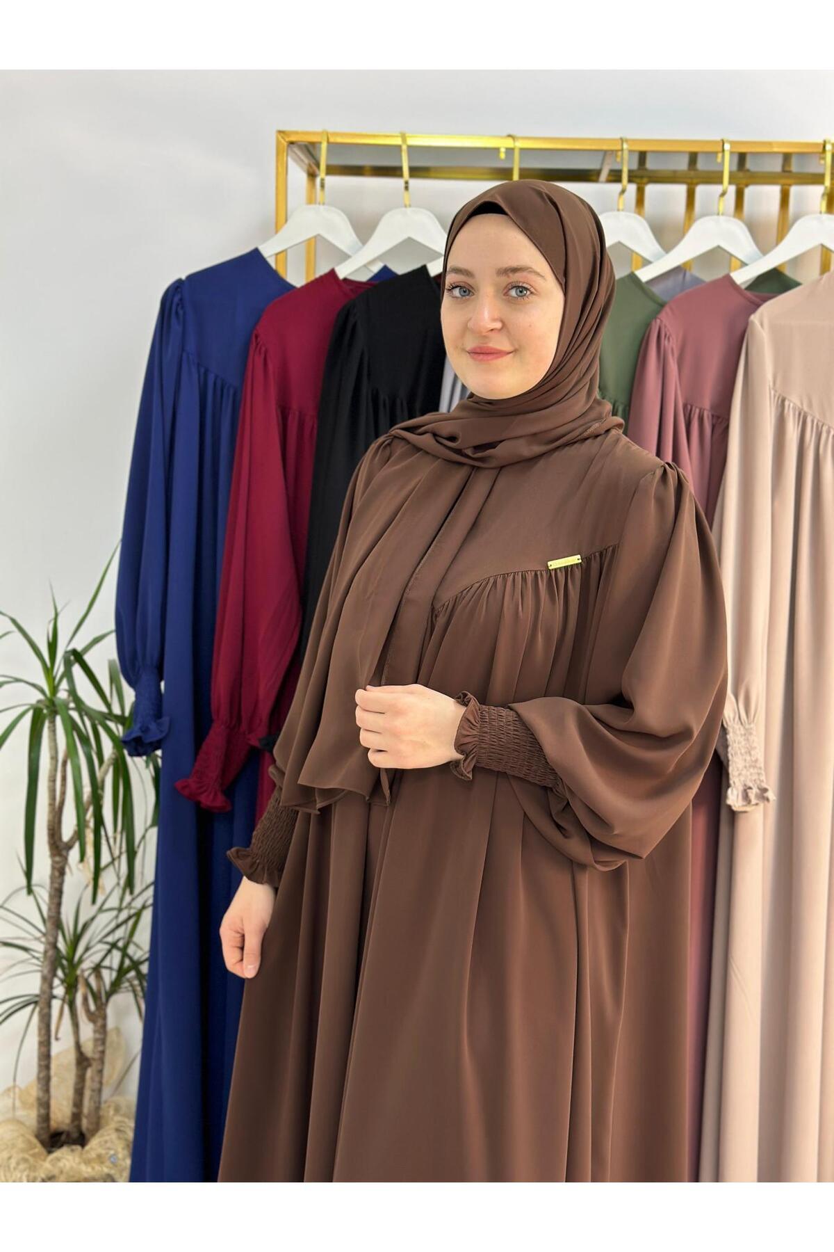 R&S modibone şallı takım,tesettür önü V model büzgülü elbise,abaya ...