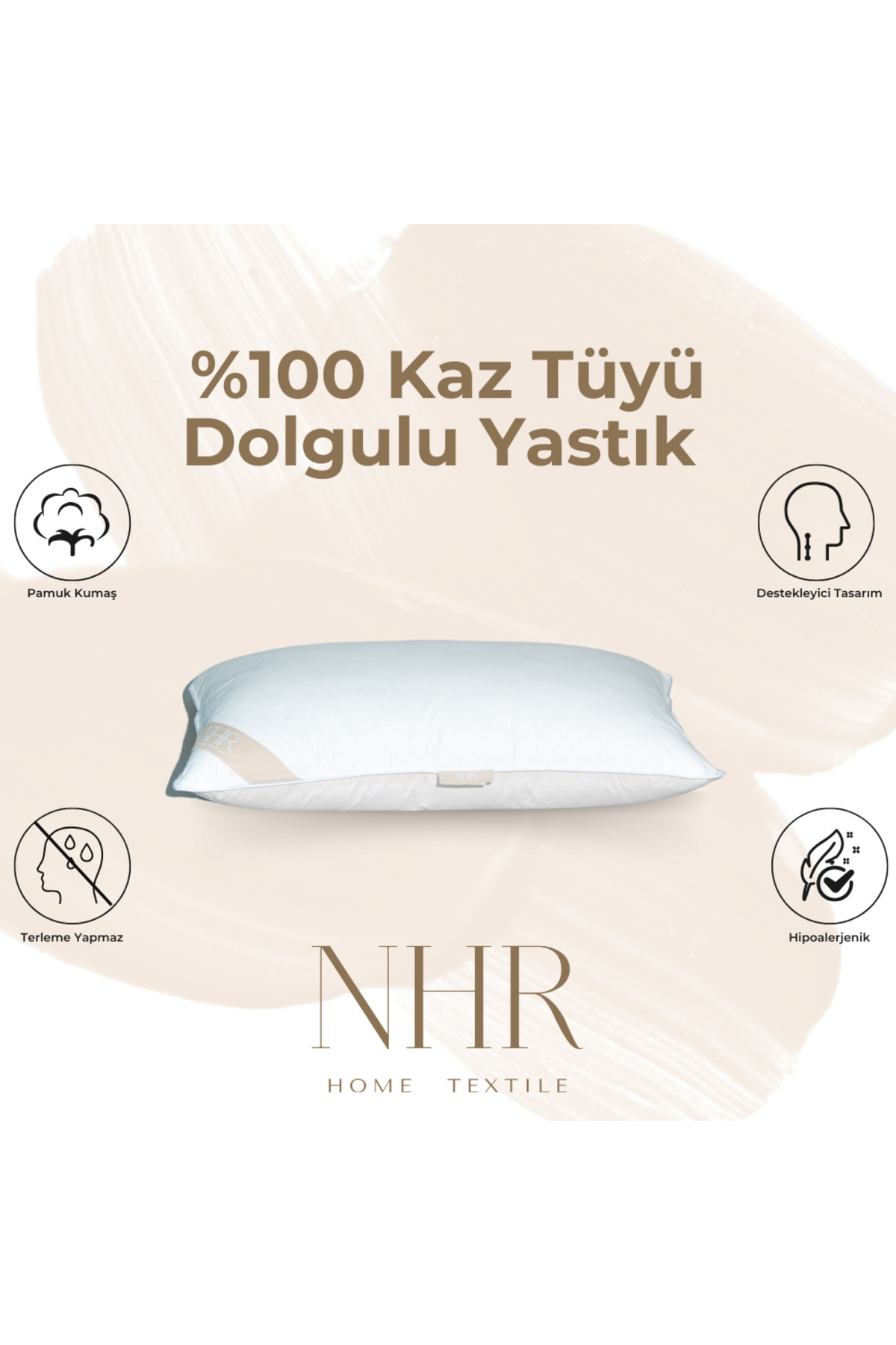 NHR %100 Kaz Tüyü Dolgulu, %70 Gıdık Antibakteriyel, Uyku Yastığı ...