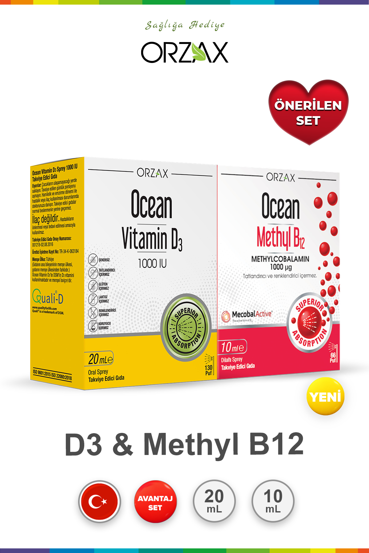Ocean Vitamin D3 1000 IU Sprey 20ml & Ocean Methyl B12 10 ml - Fiyatı ...