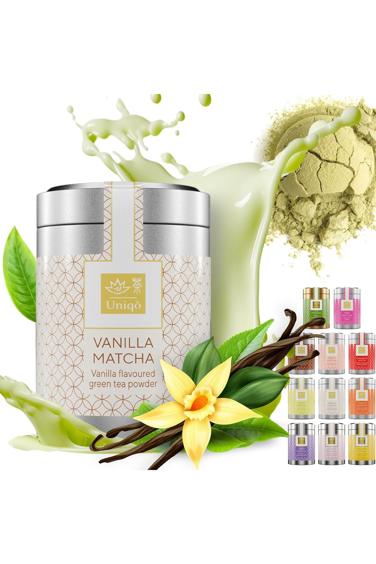 TEA UNIQO Vanilya Aromalı Premium Japon Matcha Tozu 30g Şeker İlavesiz ...