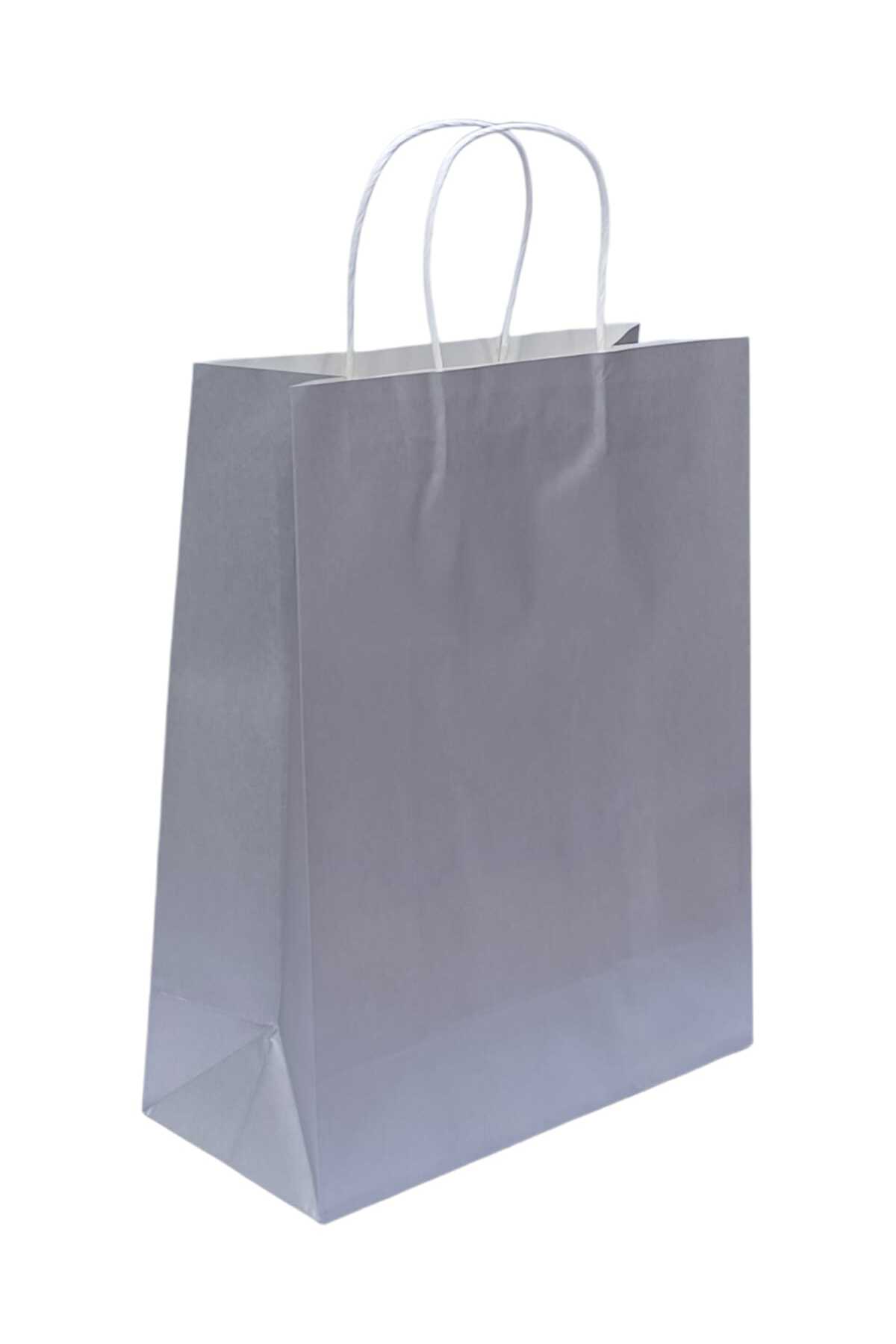 Party and Story Light Gray Kraft Paper Gift Bags, 12 Pieces- Trendyol
