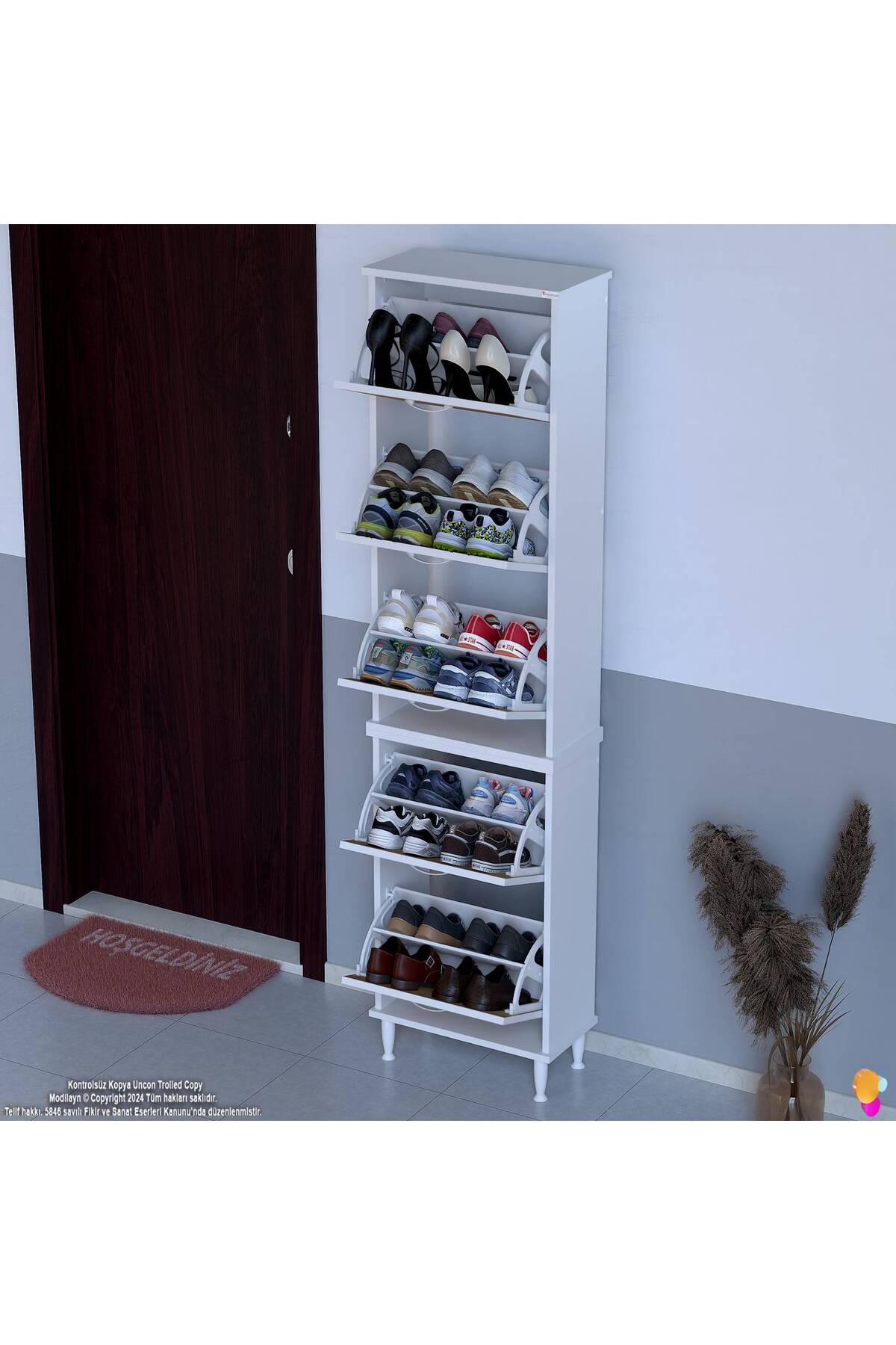 Modilayn Varbi Umay' 2 Li Kapı Önü 52x205x26 Cm’ Lik 5 Düşer Kapak 10 ...