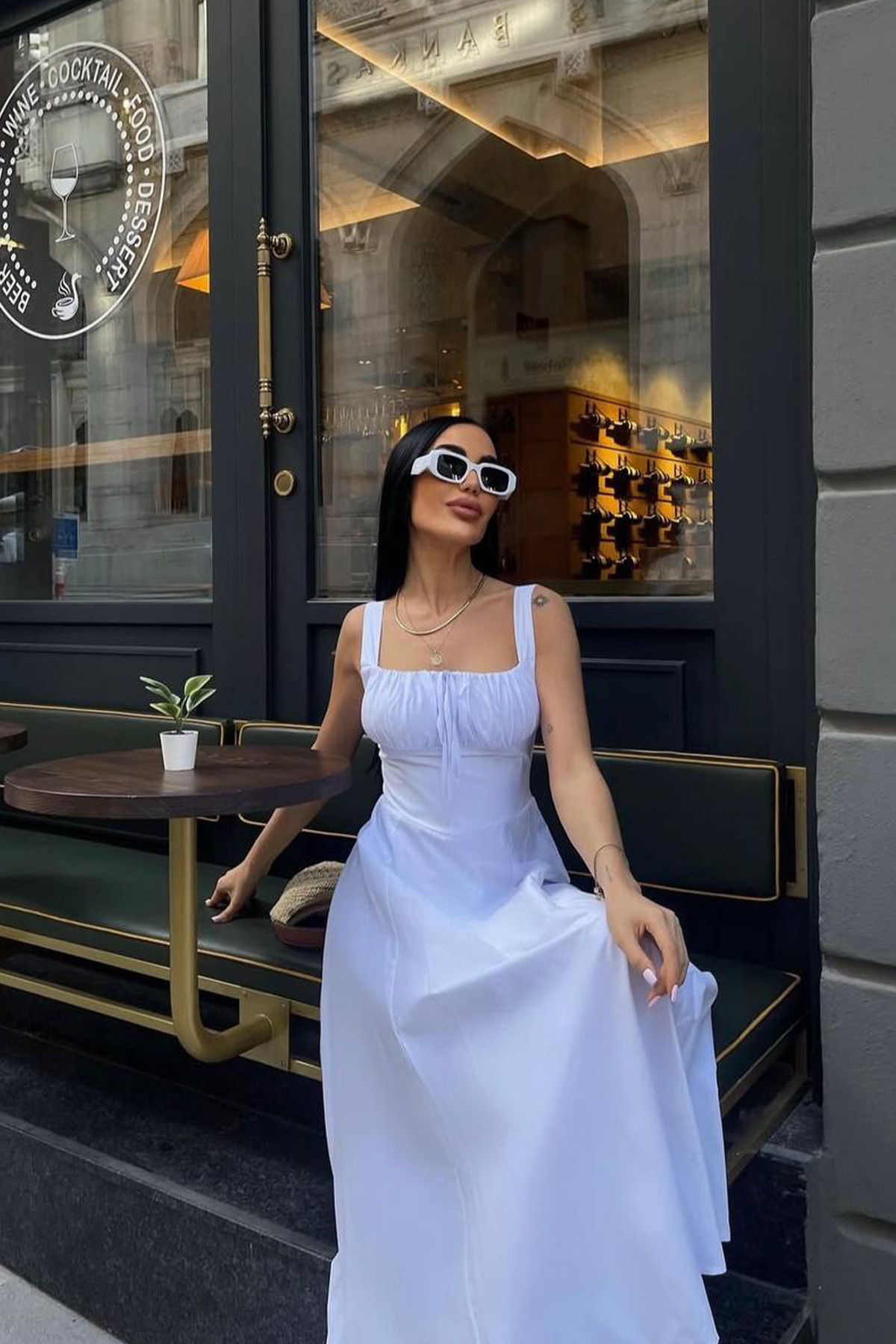 Seda Yalçın Atelier Kadın Beyaz Korse Görünümlü Poplin Midi Elbise ...