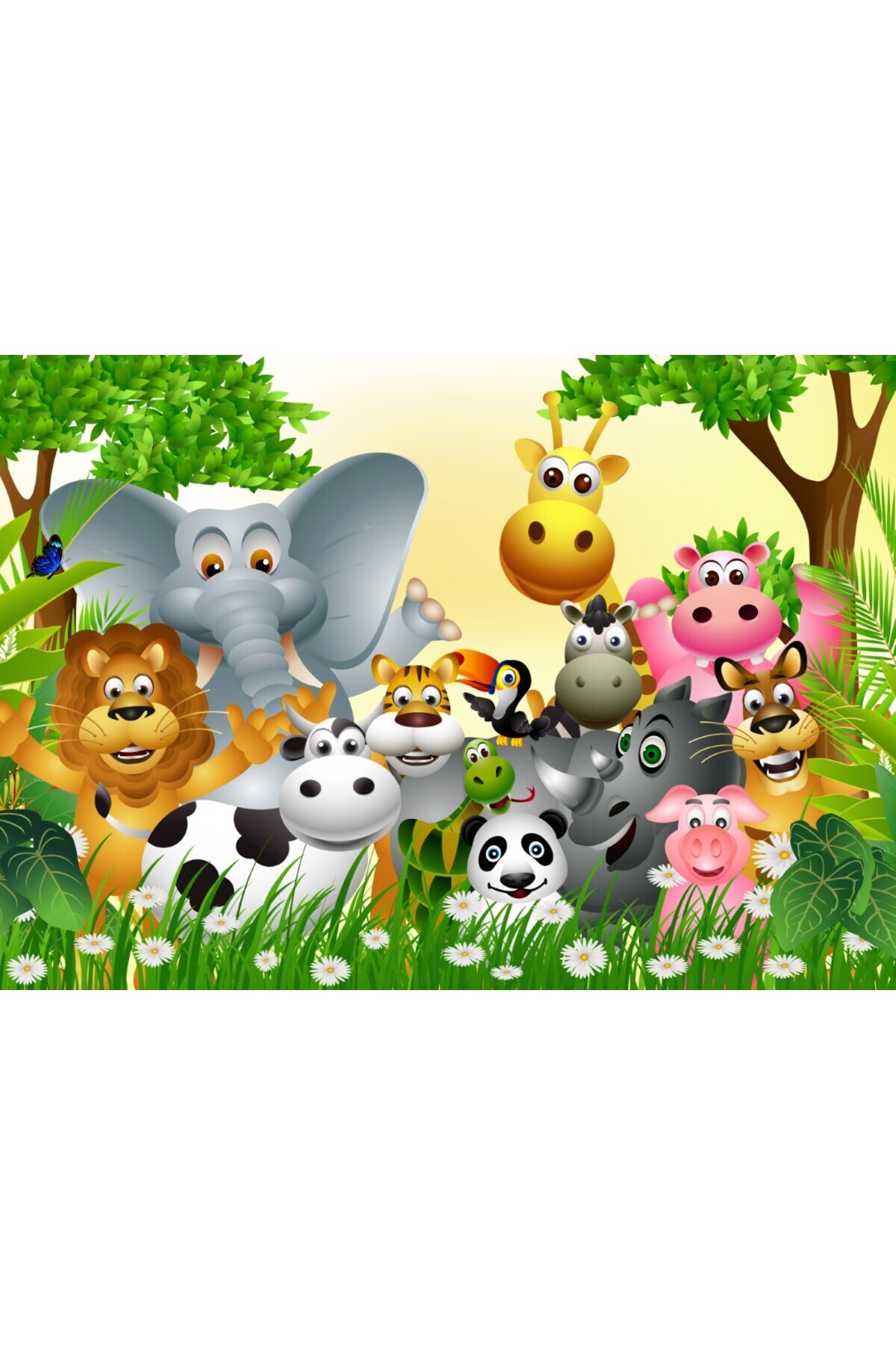 media Fototapet autocolant Animale din jungla, desene copii2, 250 x 200 ...