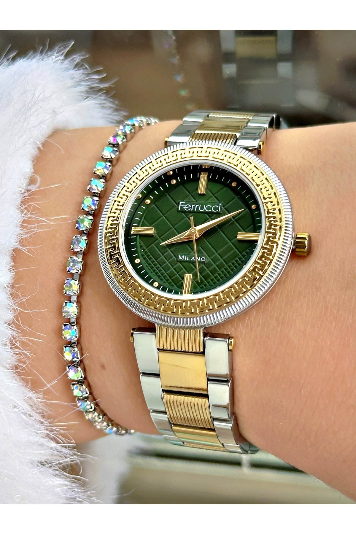 Ferrucci Ferrucci̇ Green Dial Gold Silver Metal Women- Trendyol