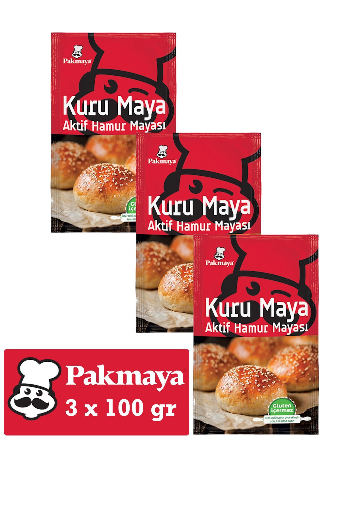 Pakmaya Aktif Kuru Hamur Mayası 100 gr X 3 Adet - Fiyatı, Yorumları