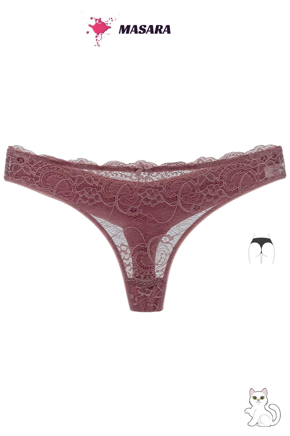 MİSTİRİK Masara Model Rahat Şık Dantelli String Kadın Külot Pembe Renk ...