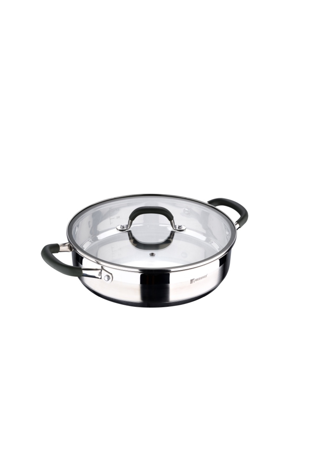 Bergner Stainless steel frying pan with lid MIDNIGHT 28 cm 3.8 liters ...