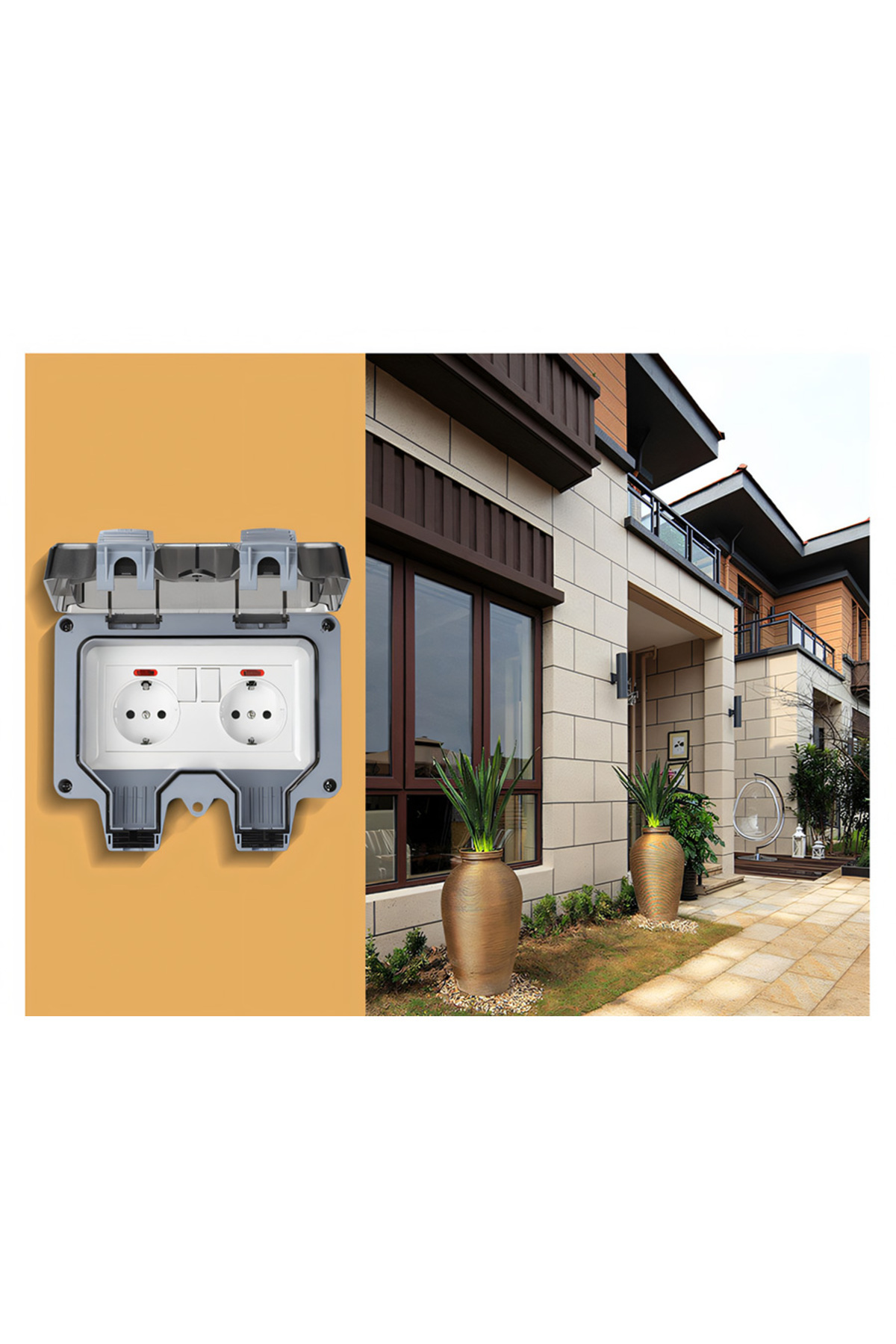 BOEM Outdoor double socket, European Model, 250V/16A, IP66, water and ...