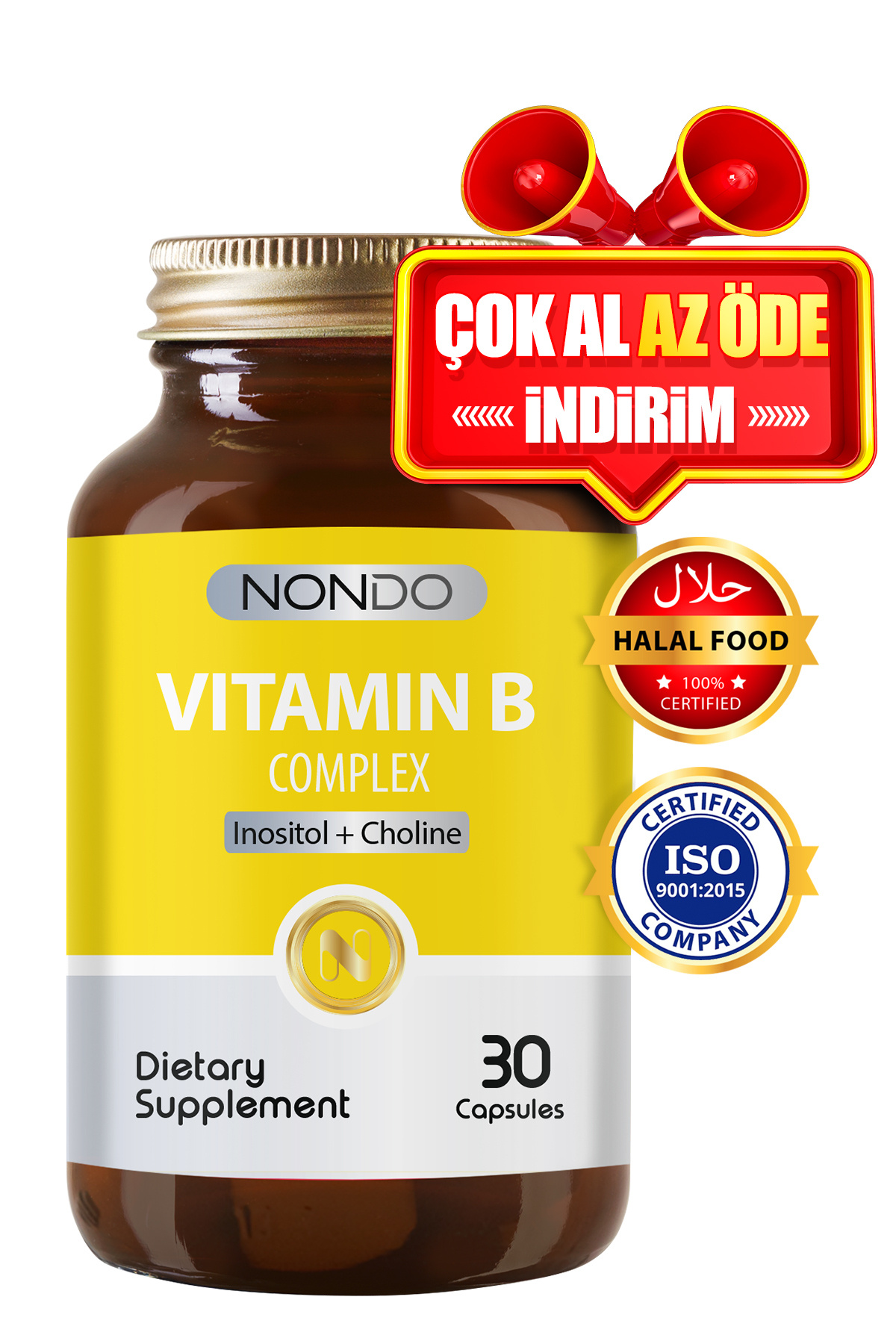 Nondo Vitamin B Kompleks 30 Kapsül ( B Vitamini B1 B2 B3 B5 B6 B12 Vitamin Leri) - Fiyatı, Yorumları