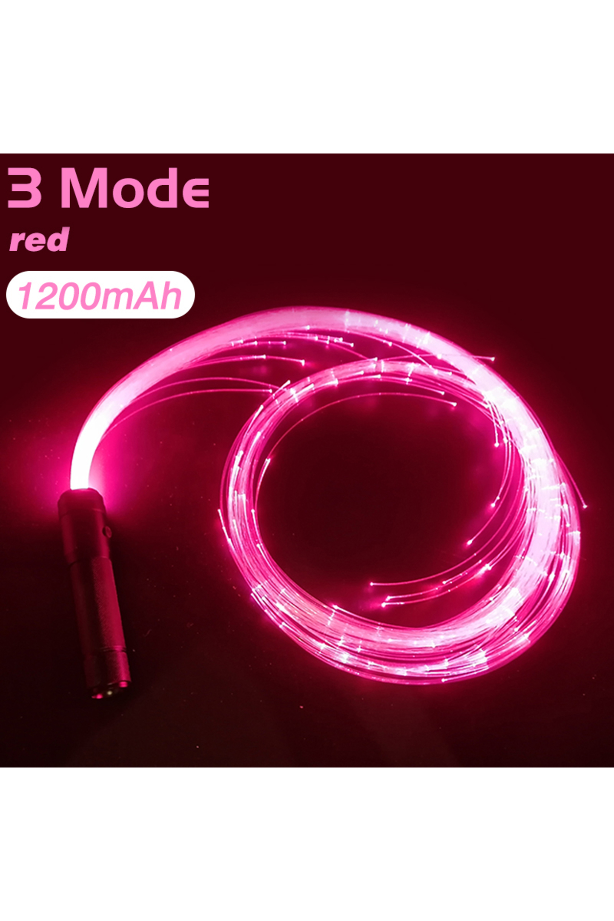 Choice Red 2025 LED Fiber Optic Whip USB Rechargeable Optical Hand Rope ...
