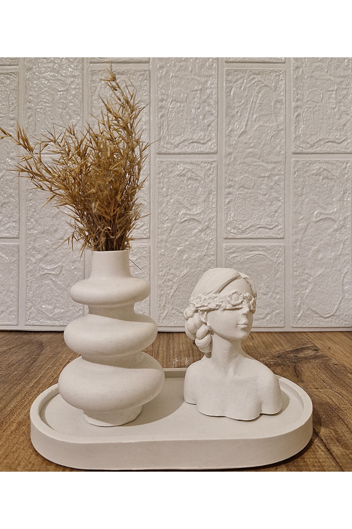 misefhome Kadın Figürlü 3'lü Vazo Seti & Dekoratif Obje & Tabak & Oval ...