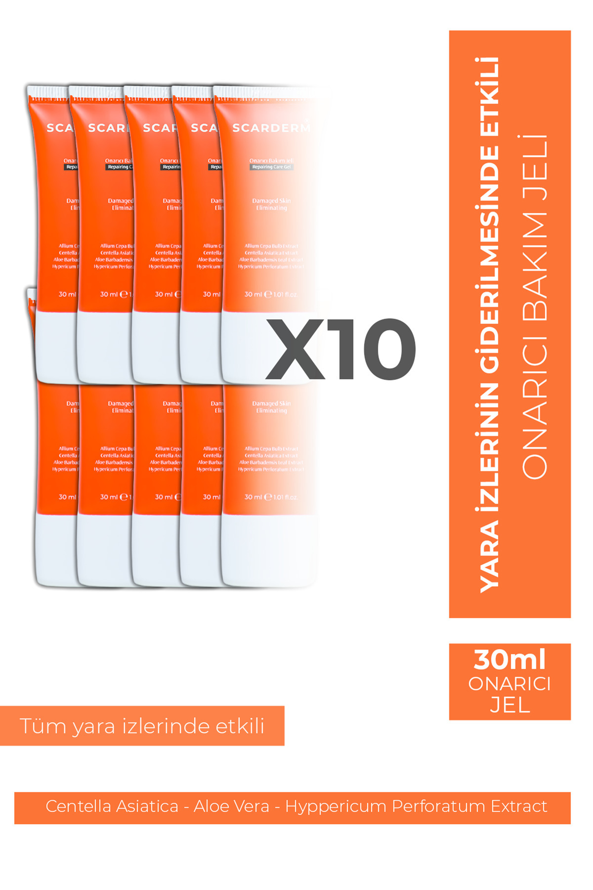 SCARDERM Onarıcı Jel 30 ml 10 Adet, Yara Izi, Delici Kesici Alet Izleri ...