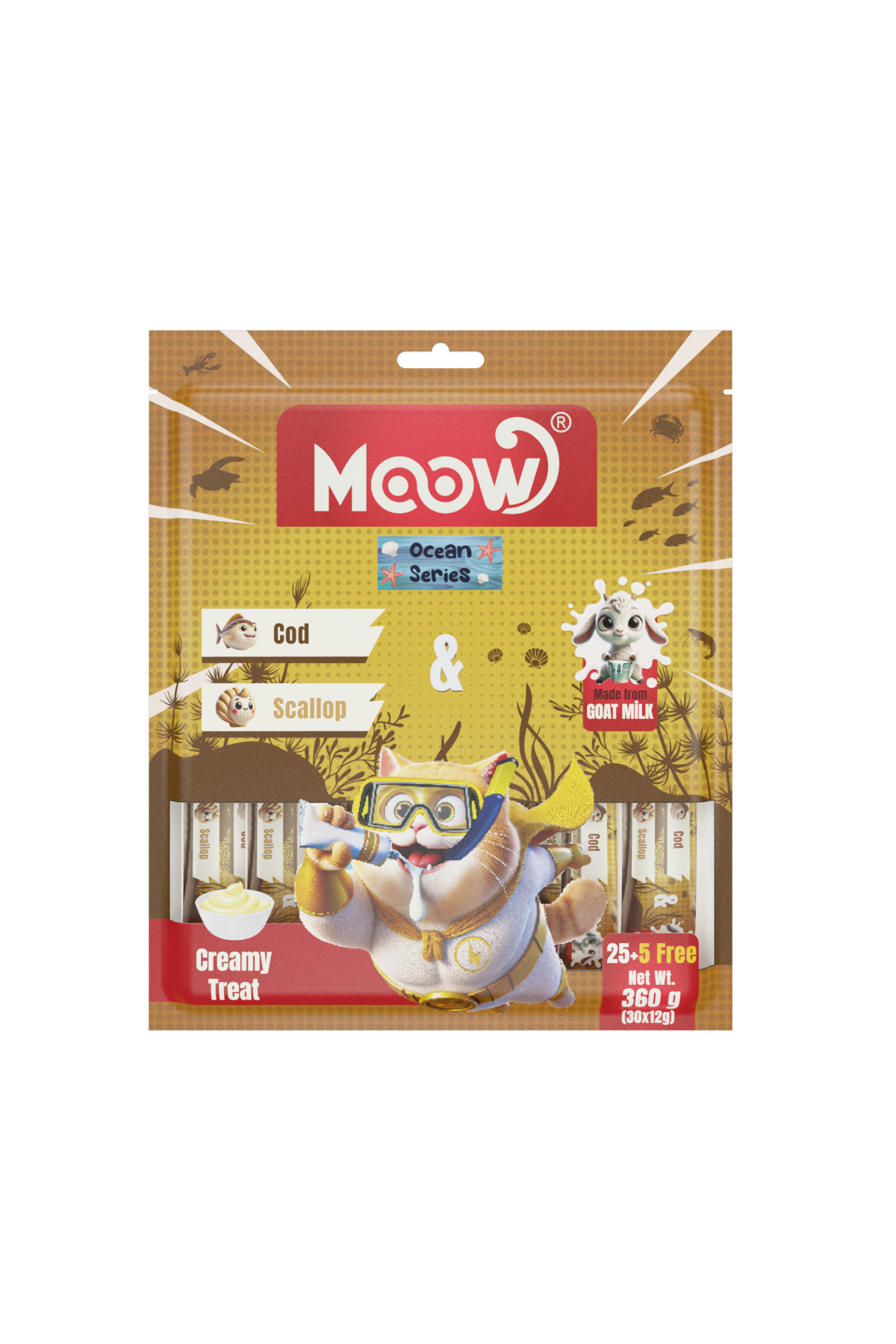 MOOW Morina Balıklı&Deniz Taraklı Keçi Sütlü 12gr x 30'lu Kedi Krema ...