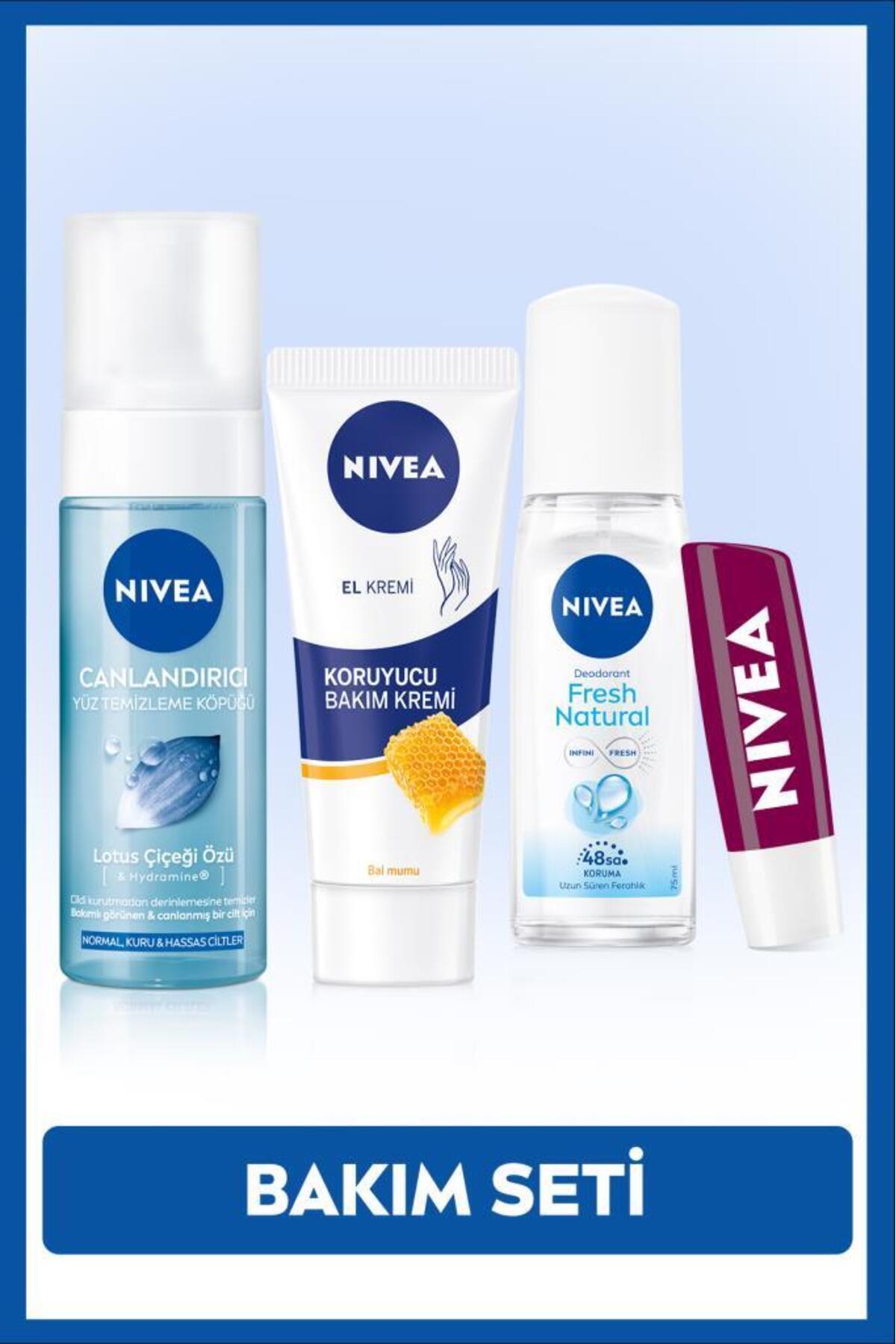 NIVEA Kadın Pump Deodorant 75ml, Yüz Yıkama Köpüğü 150ml, Nemlendirici ...