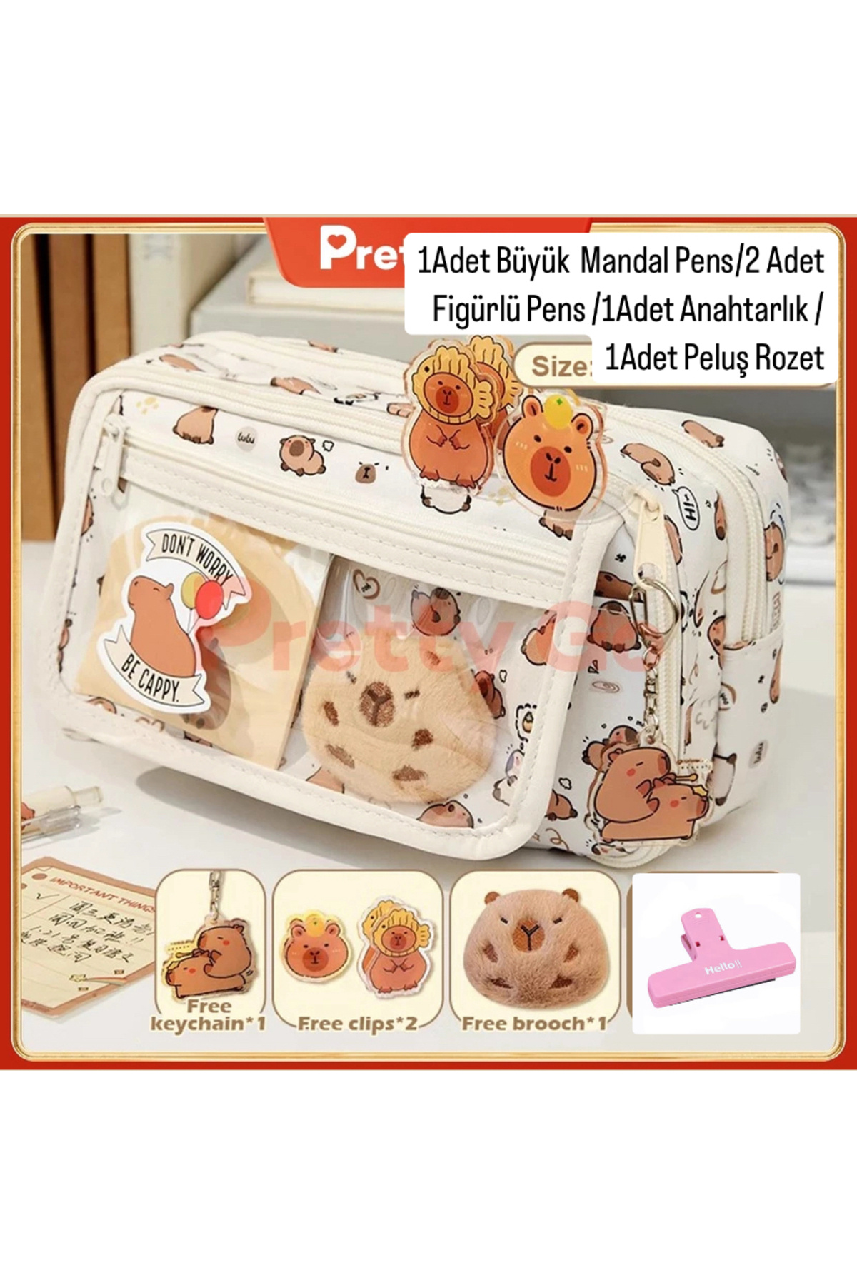 Genel Markalar Capybara Kapibara Stickerlı Çok Bölmeli Büyük Kapasite ...