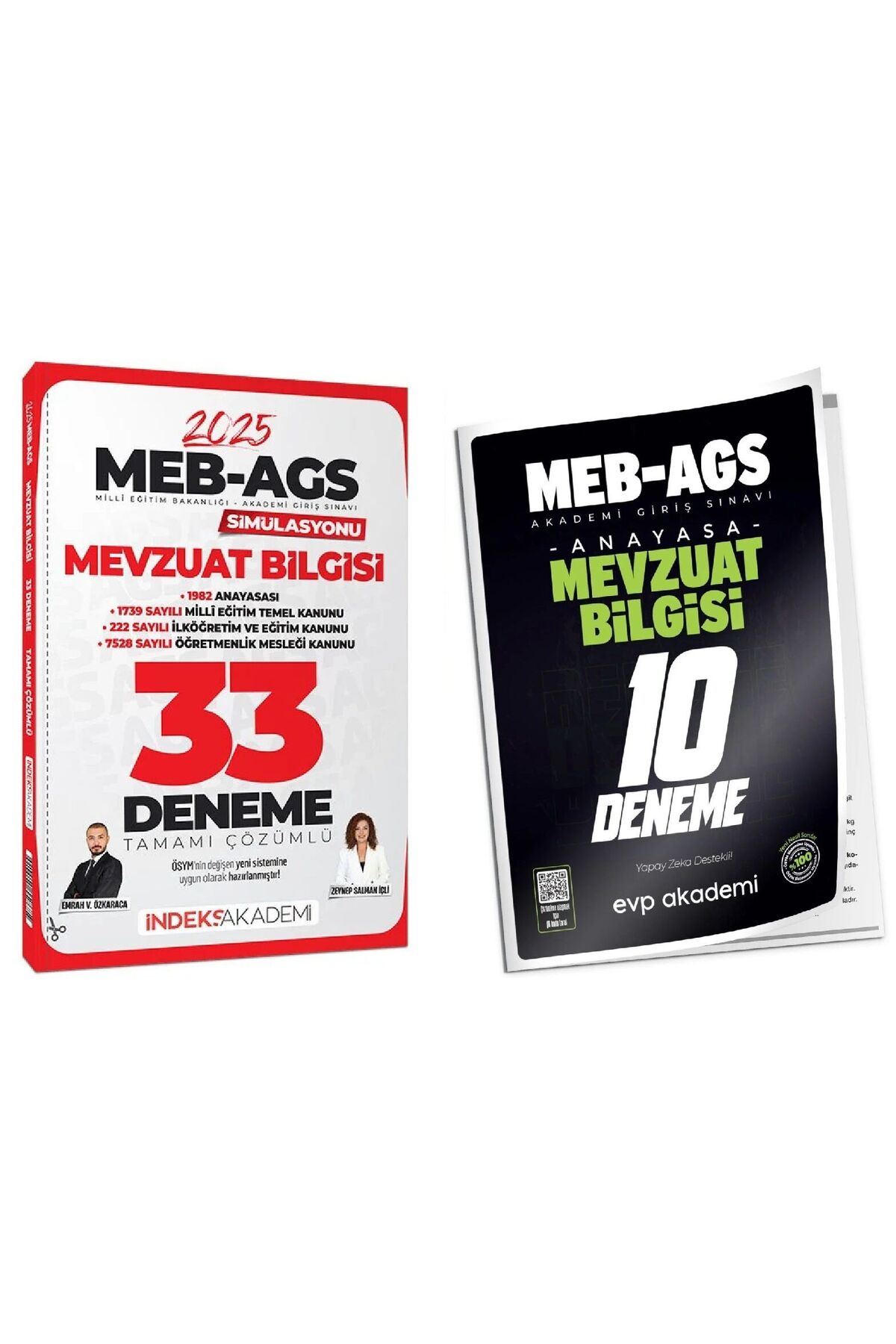 evp akademi İndeks + EVP 2025 MEB-AGS Mevzuat 33+10 Deneme 2 li Set ...