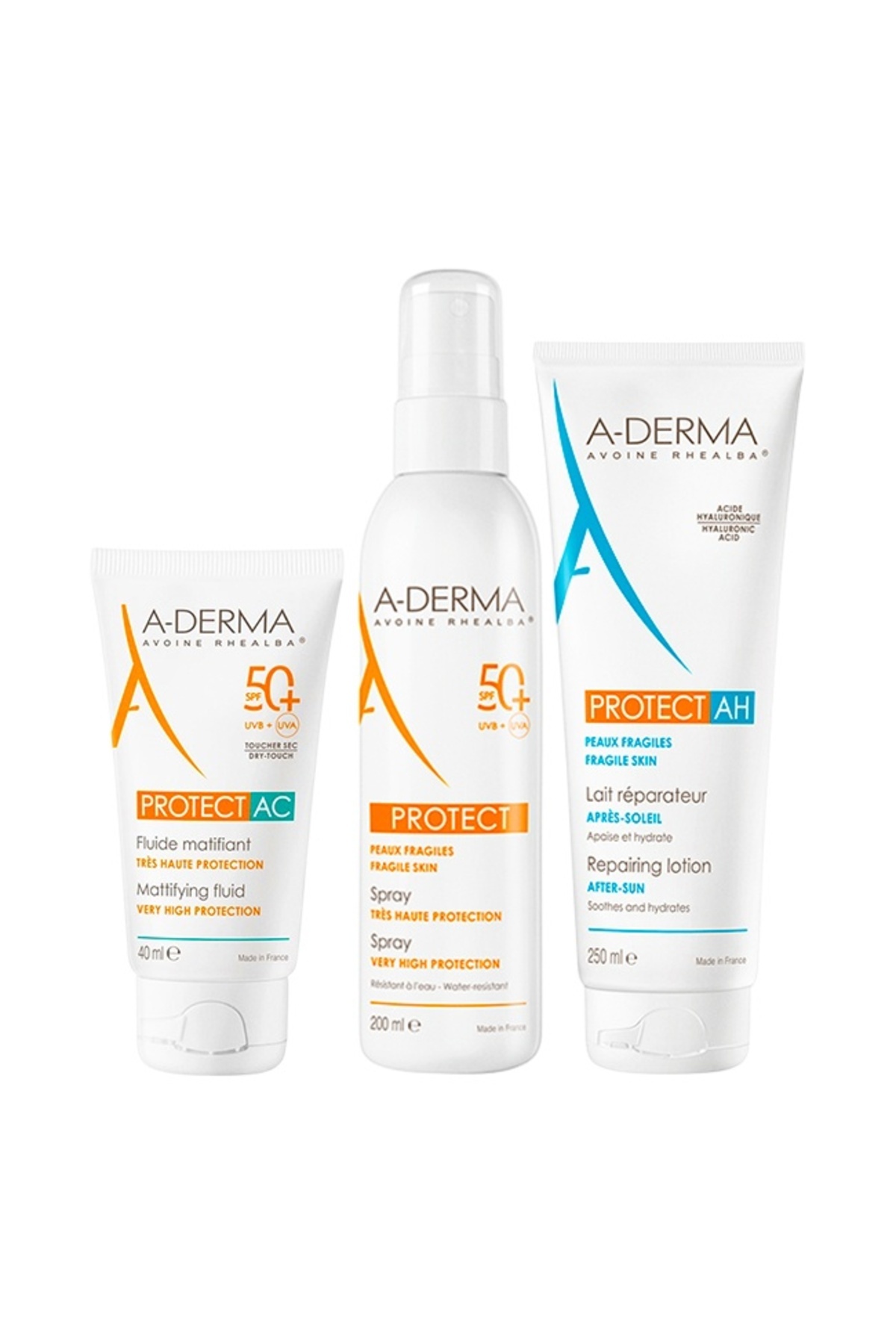 A-DERMA Sun Protection Fluid SPF 50+, 40ml + Spray SPF 50+, 200ml ...