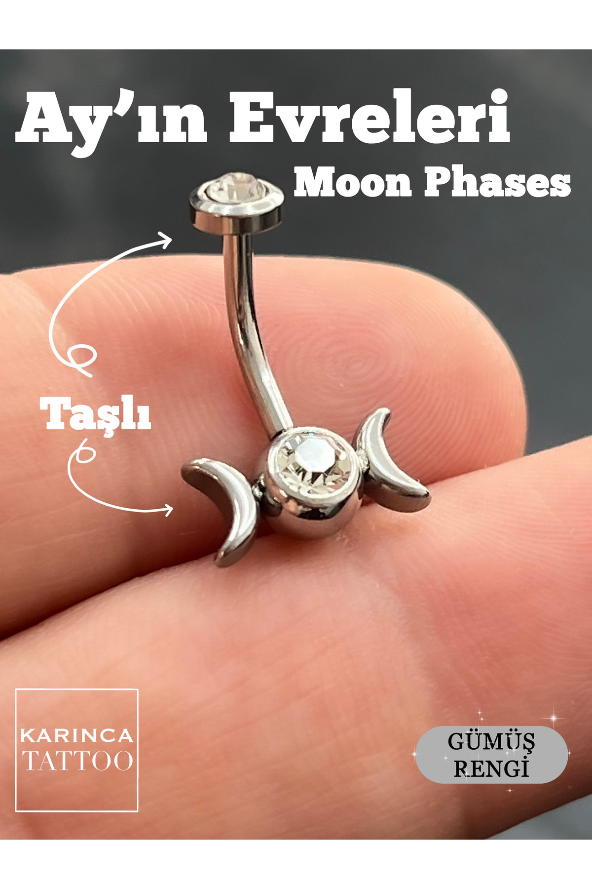 Karınca Piercing Ay Evreleri Moon Phases Taşlı Göbek Piercing - Fiyatı ...