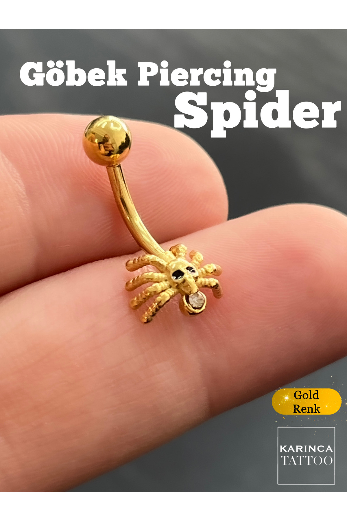 Karınca Piercing Spider Web Gothic Rock Metal Stone Navel Piercing ...