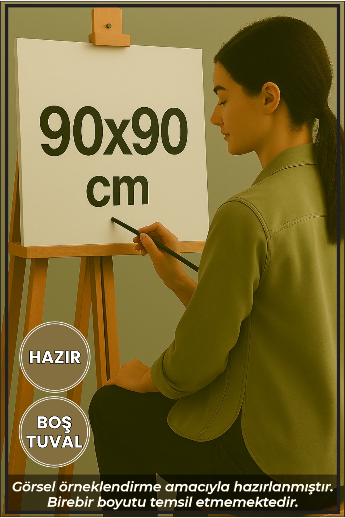 KOSS Dijital 90x90cm 1 Adet Kare Boş Tuval Kanvas Resim Tuvali, Sanat ...