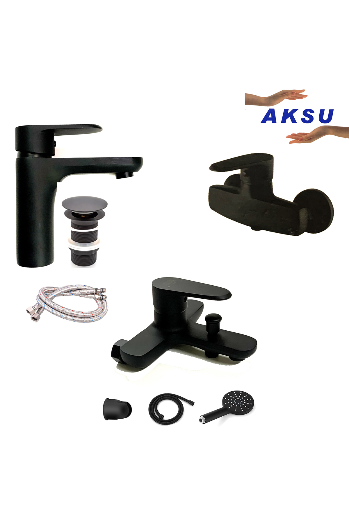 AKSU Axo Black Mixer Set, Three Mixers- Trendyol