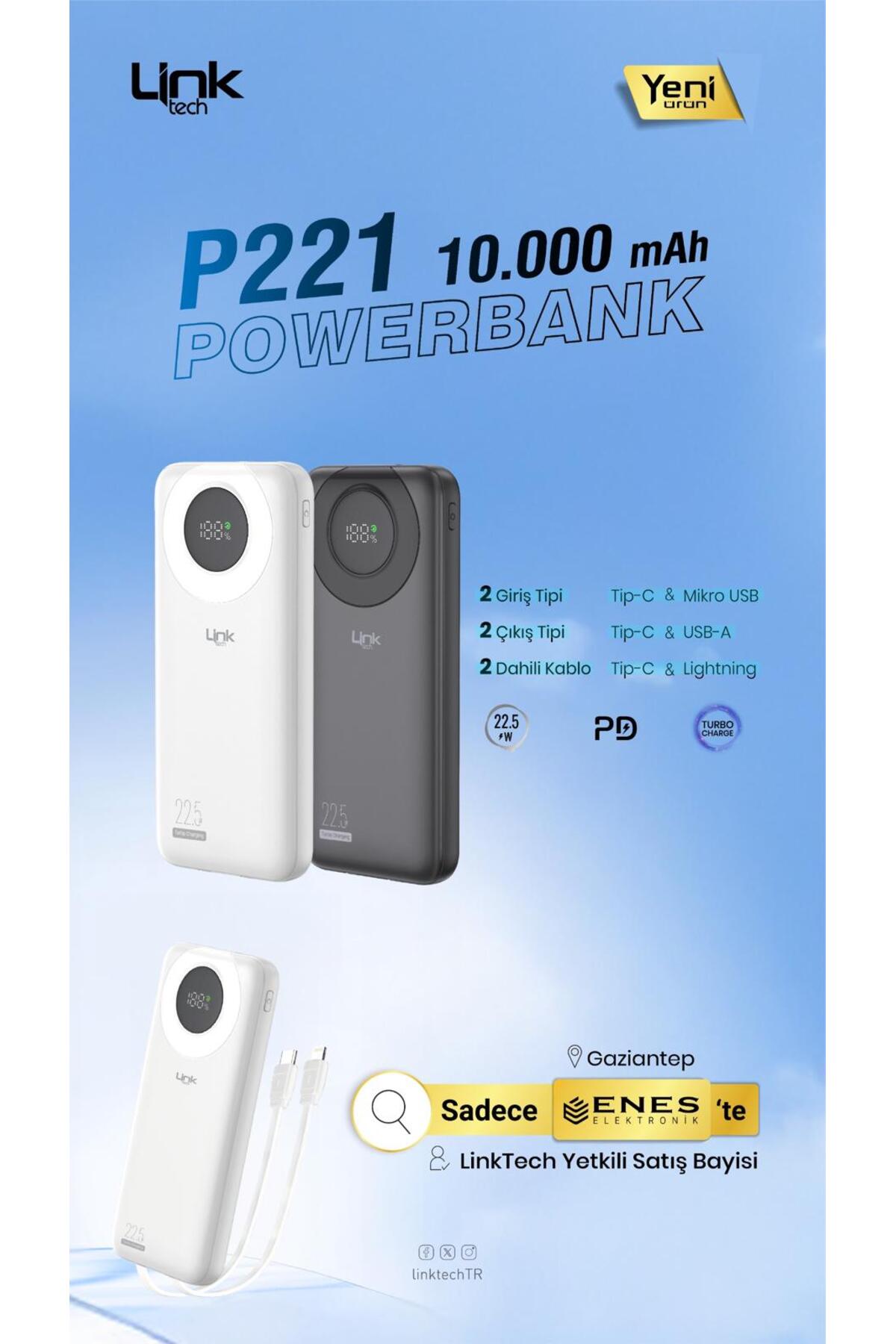 Linktech Link Tech P221 10000 mah 225,5 w siyah renk powerbank - Fiyatı ...