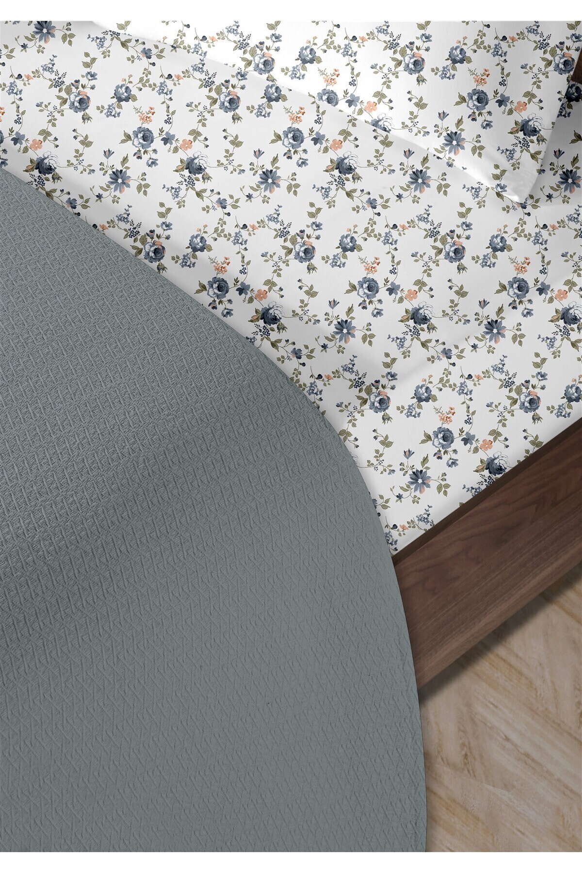 HomeBerry %100 Pamuk Medusa İndigo Çift Kişilik Pike Takımı 200 x 230 ...