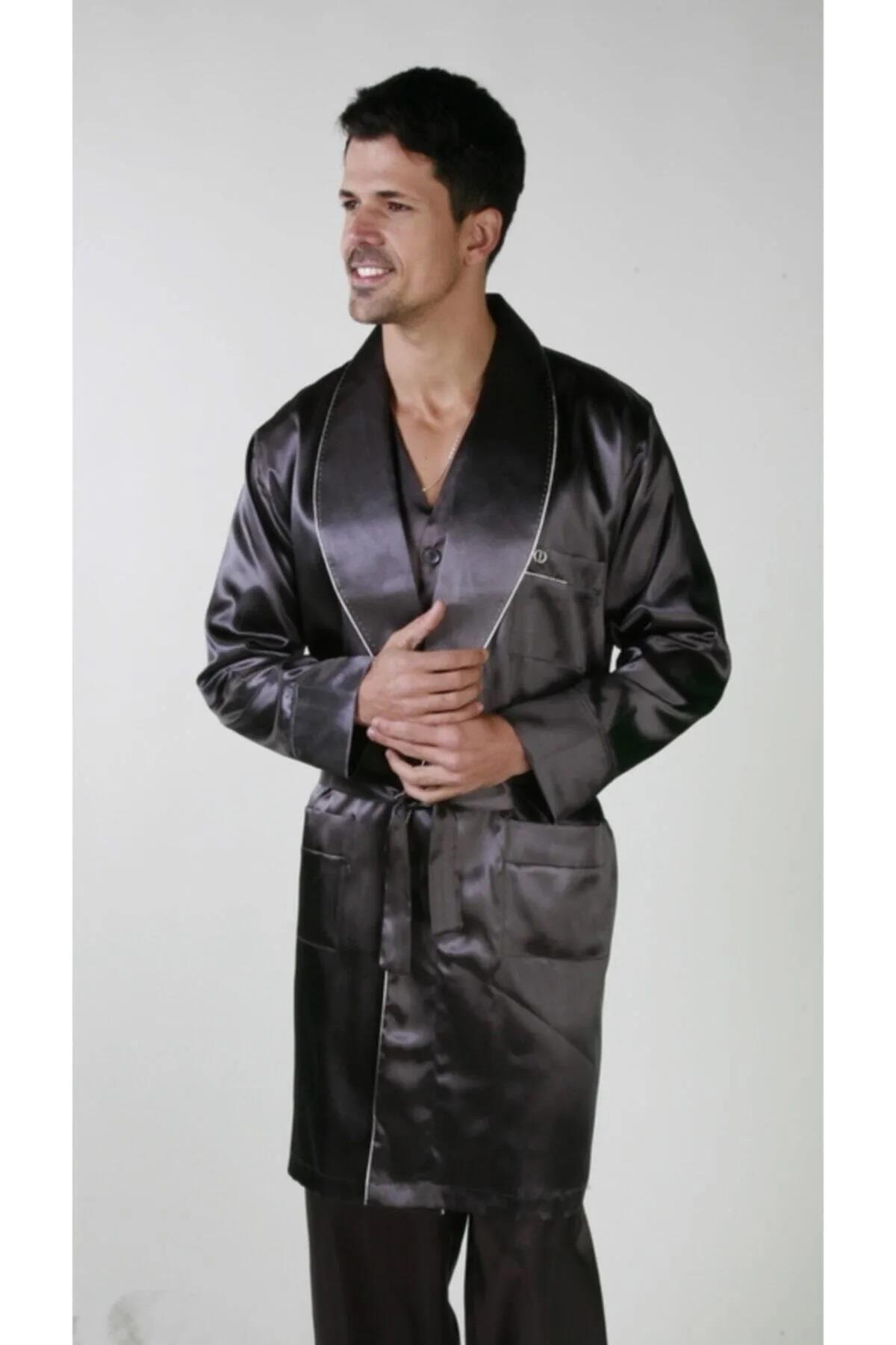 ANCELO Σετ 3 τεμαχίων Groom Satin Dowry, Satin Robe και Σετ πιτζάμες ...