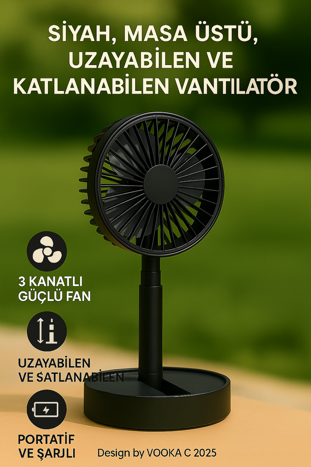 VOOKA Vantilatör Fan Katlanabilir Sessiz Masaüstü Vantilatör | Güçlü ...