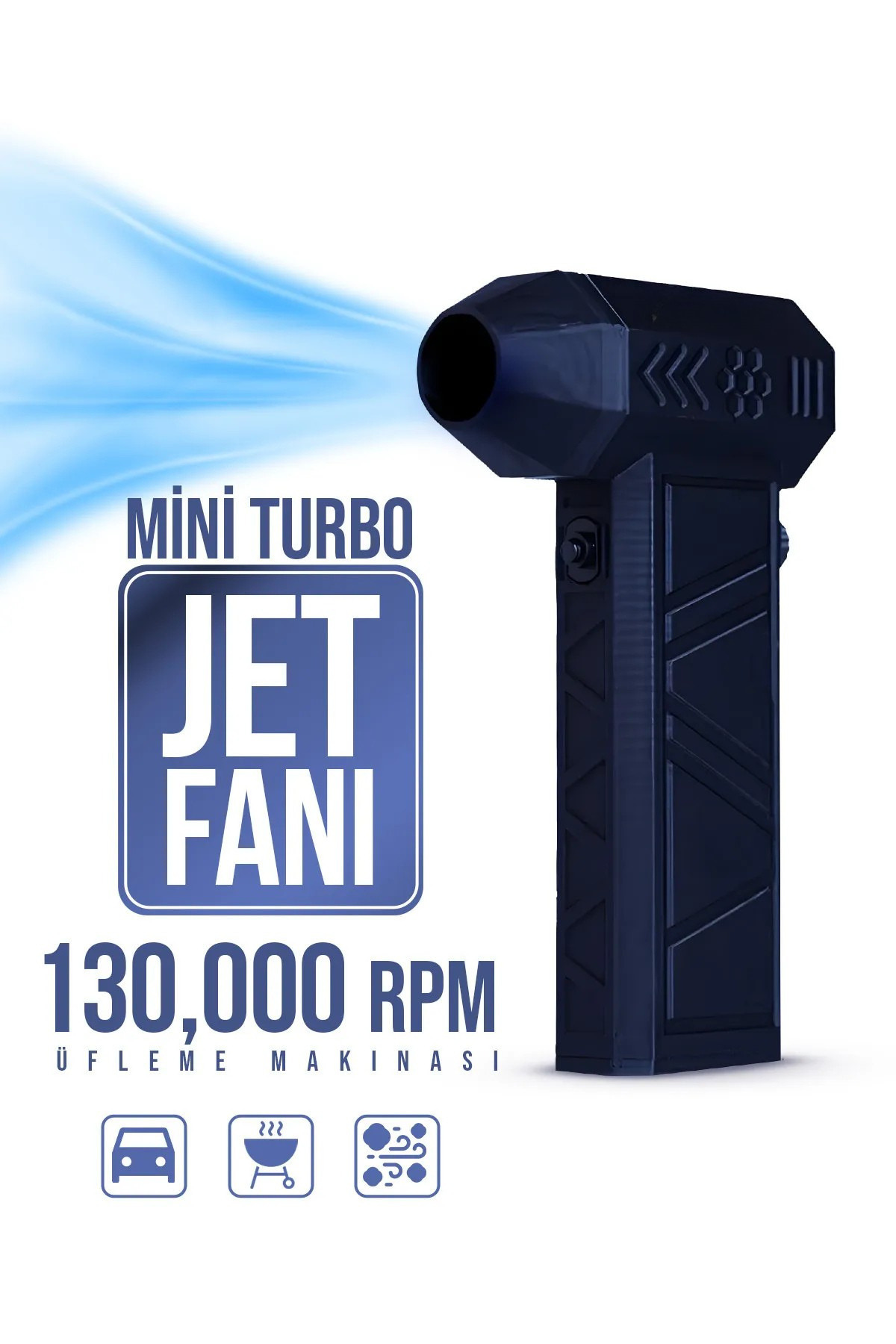 OBRAX Şarjli Araç Kurutucu Mini Turbo Jet Fani Mangal Hava Körükleyici ...