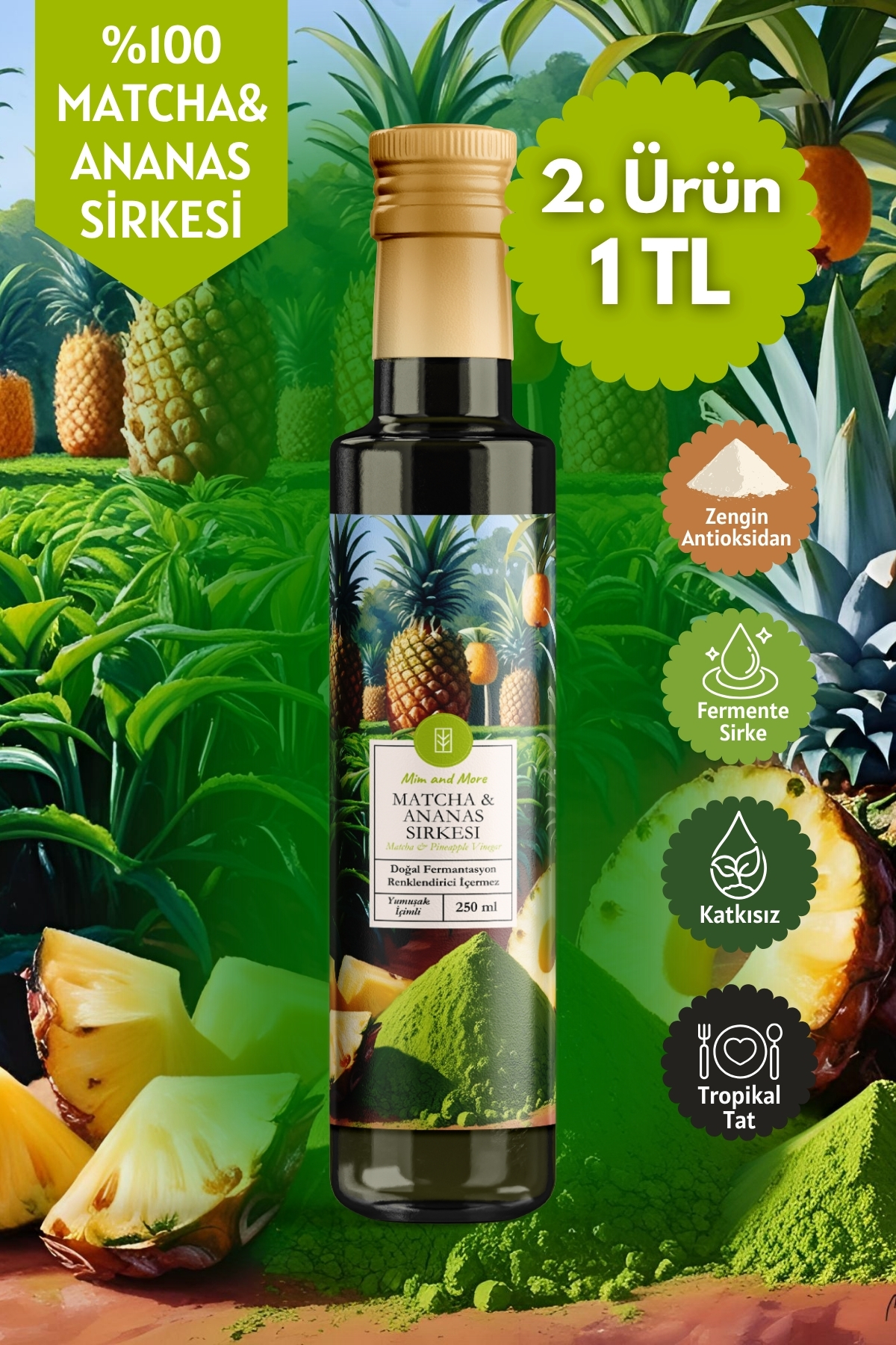 Mim and More Matcha & Ananas Sirkesi - Organik, Doğal Fermantasyon ...