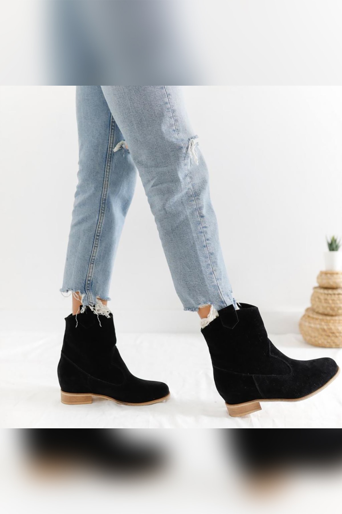 Limoya Londyn Siyah Süet Gizli Topuk Bot