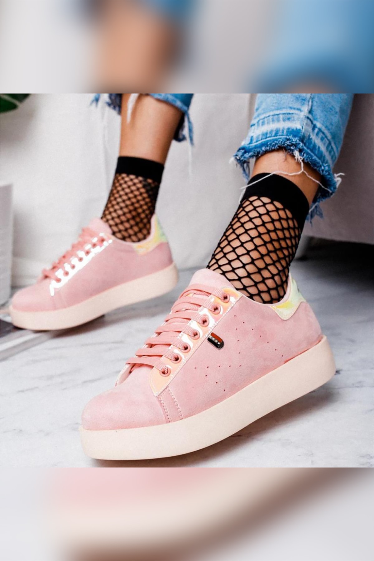 Limoya Saoirse Pudra Süet Casual Hologram Detaylı Sneakers