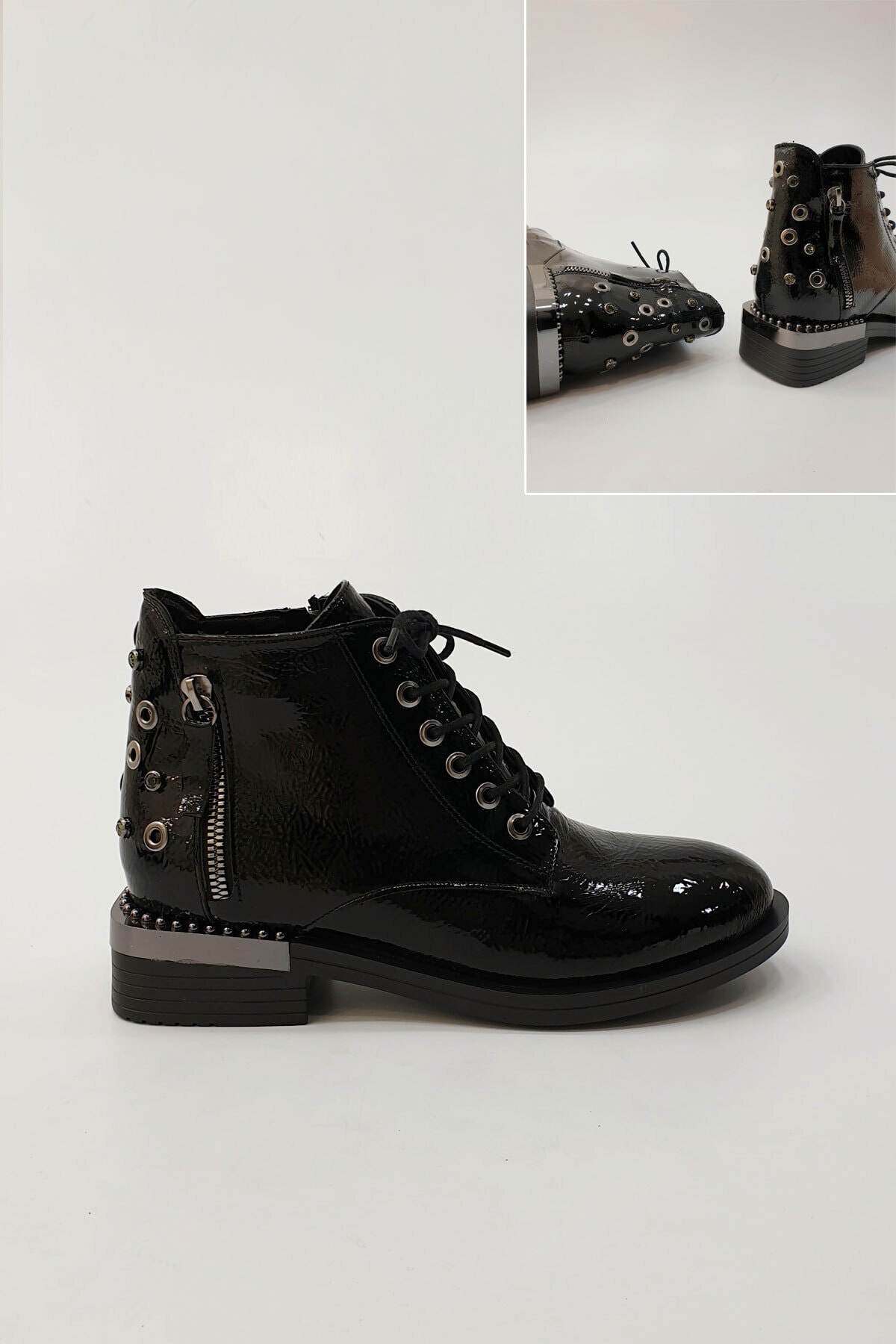 Marjin Kadın Bules Düz Bot Siyah Rugan