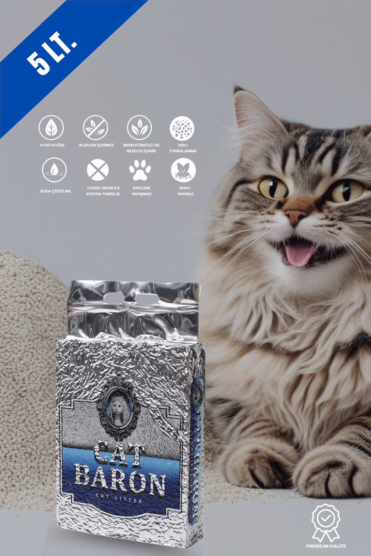 cat baron %100 Doğal Tofu Kedi Kumu | Çabuk Topaklanan, Tozsuz, Süt ...