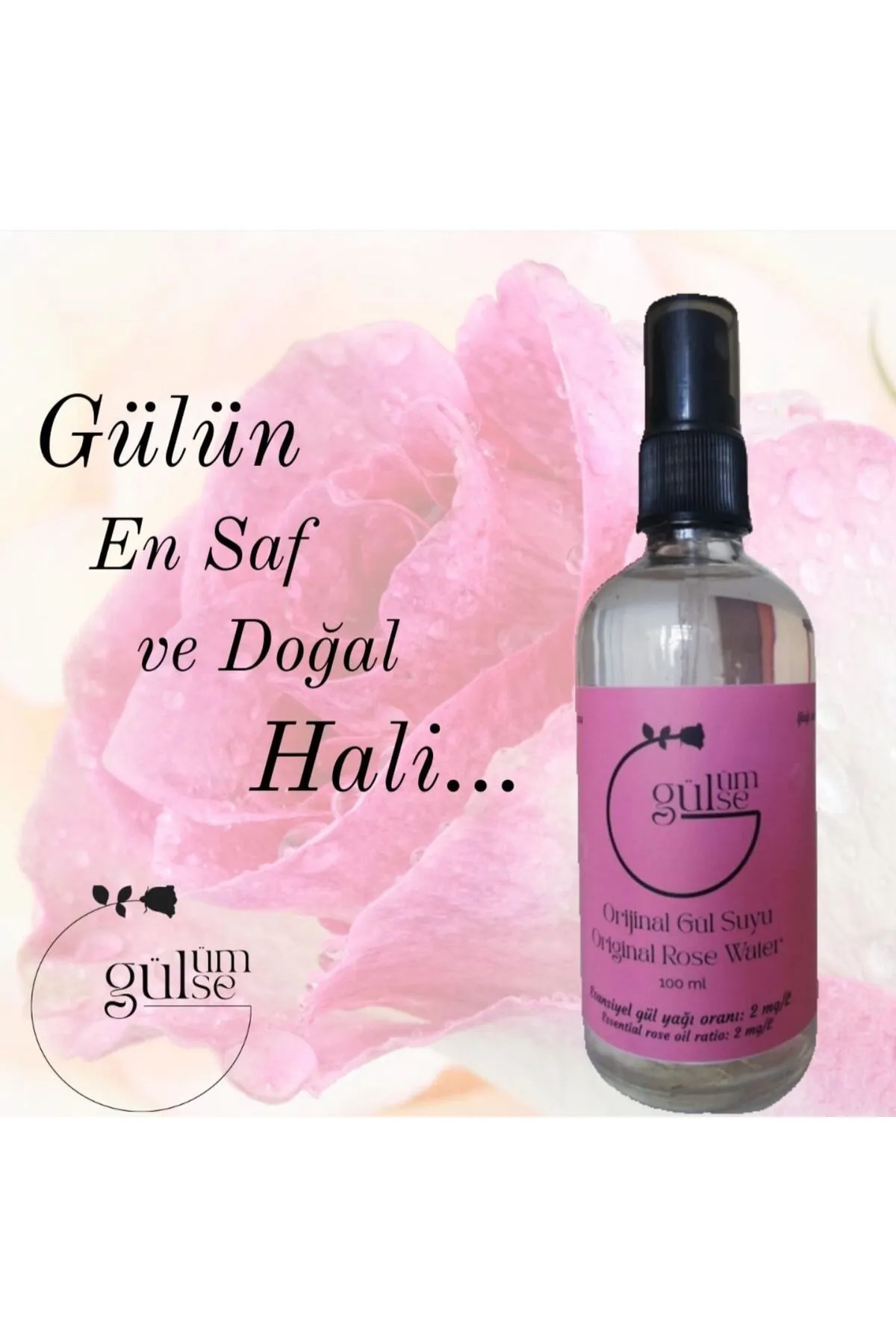 Gulumse Gül Suyu Tonik Cam Şişe 100 ml %100 Saf ve Doğal Sprey Başlıklı ...