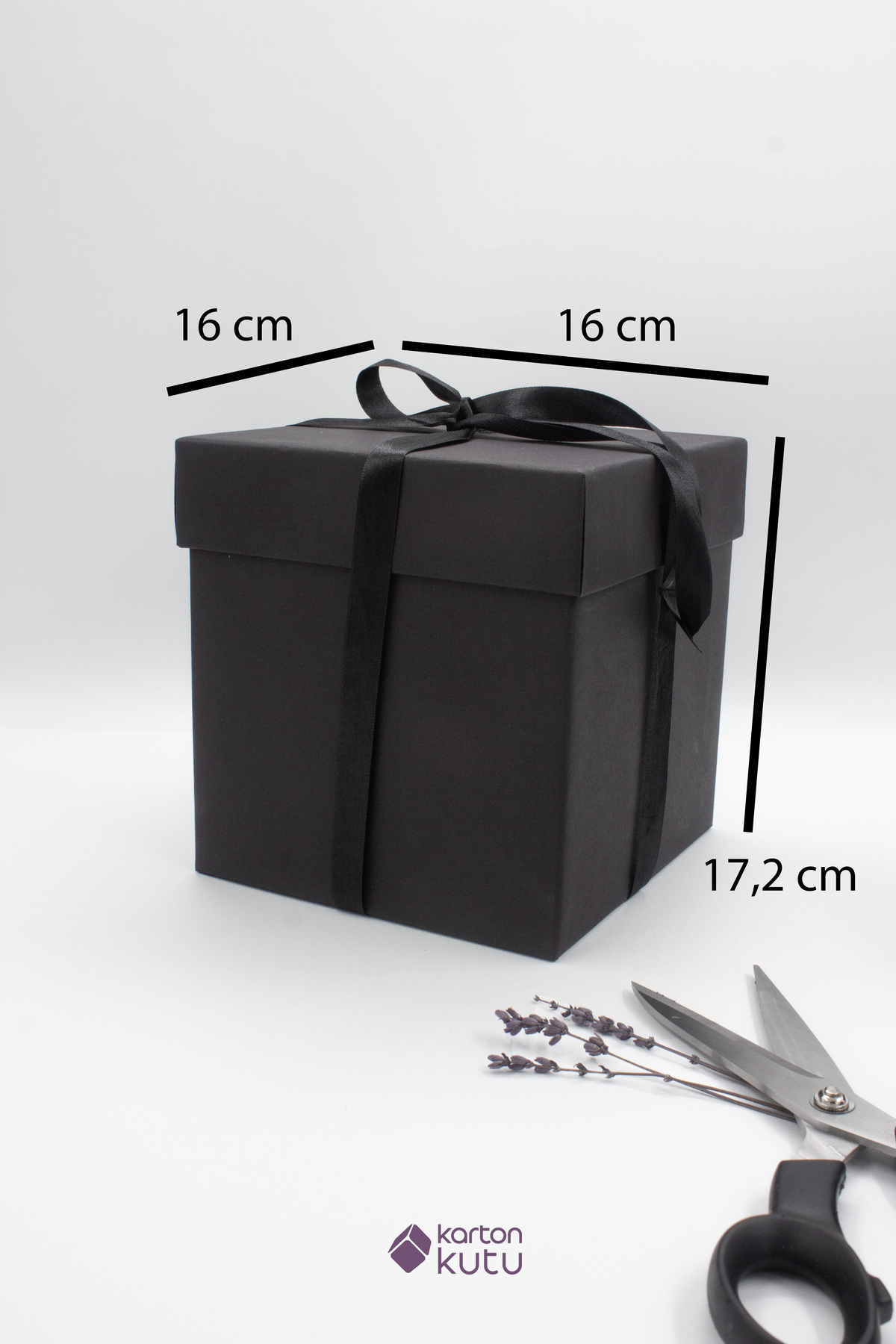 carton box Siyah Kurdeleli Hediye Kutusu 16x16x17 Cm | Sert Mukavva ...