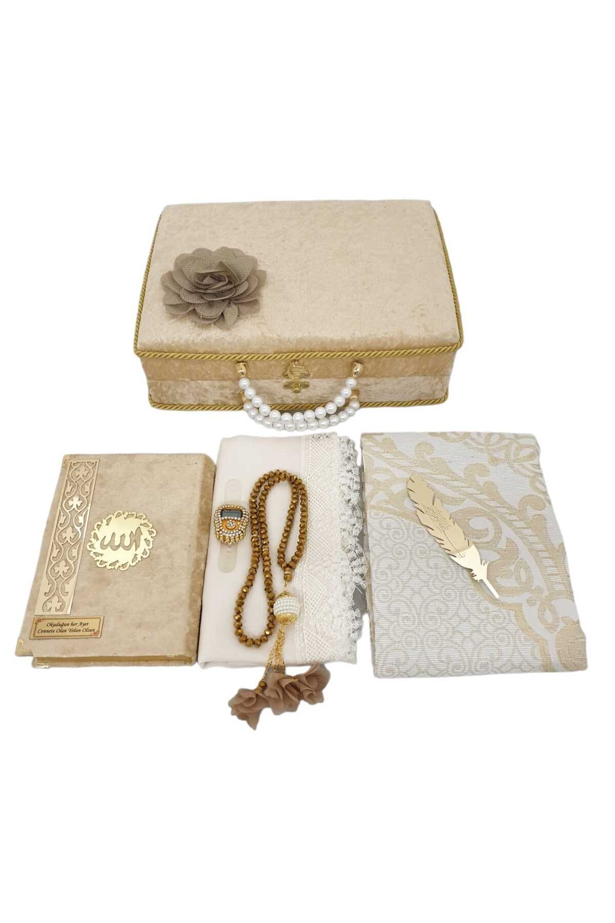 YİGİTECH Dini Hediye GELİN BOHÇASI ÇEYİZLİK ÇANTA BOY KURANI KERİM-Gold ...